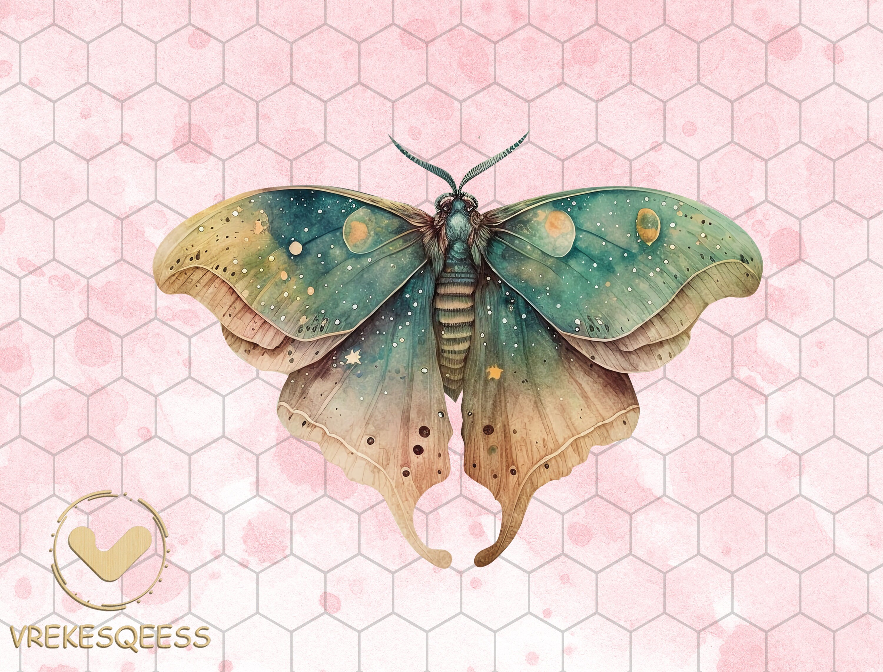 Watercolor Lunar Moths Clipart Lunar Moths PNG Mystical - Etsy