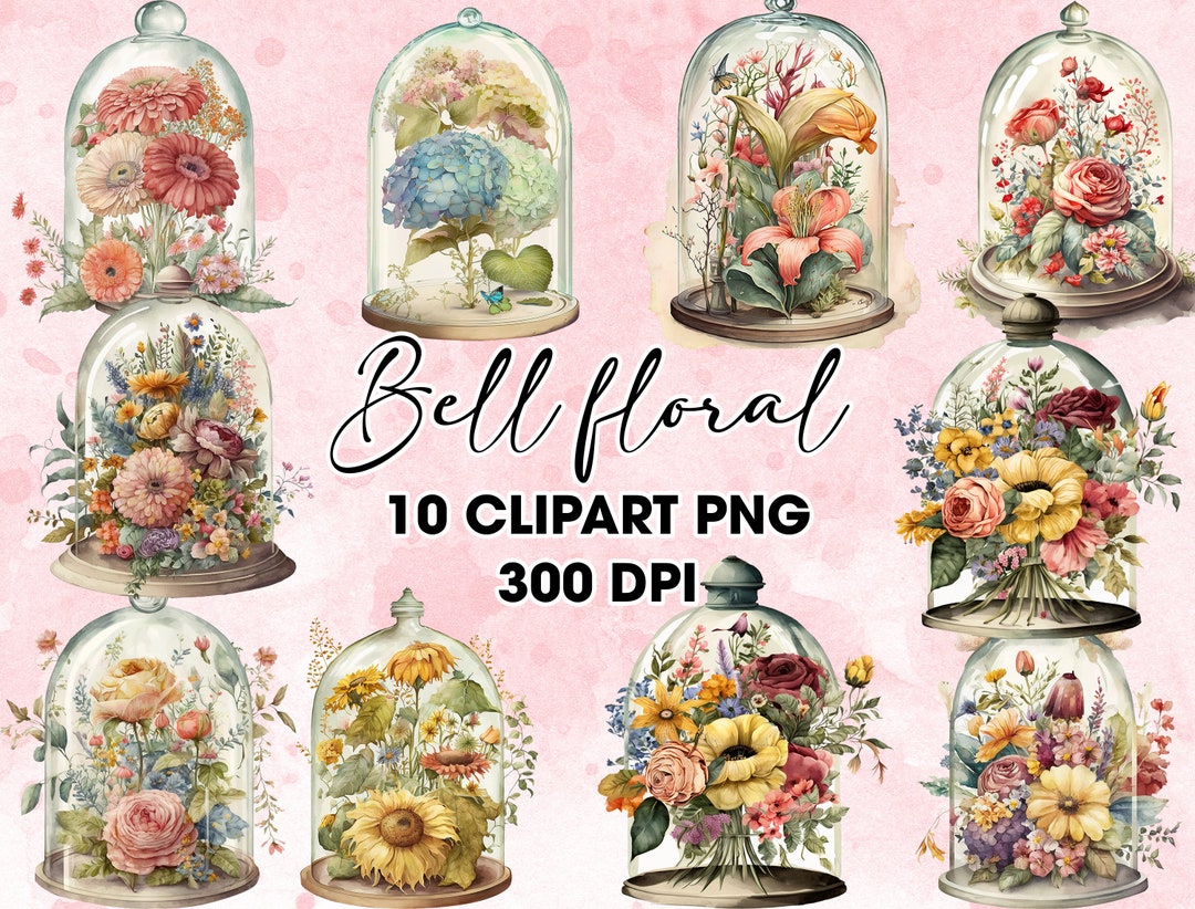 Watercolor Floral Bell Jar Clipart PNG floral Bell Jar - Etsy Australia