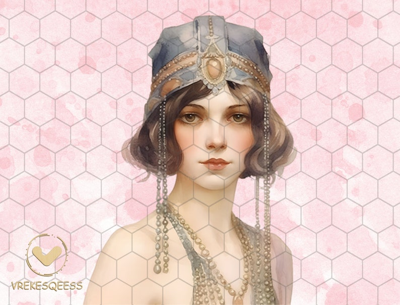 Watercolor Vintage Flapper Girl Clipart 1920s PNG 1920s - Etsy