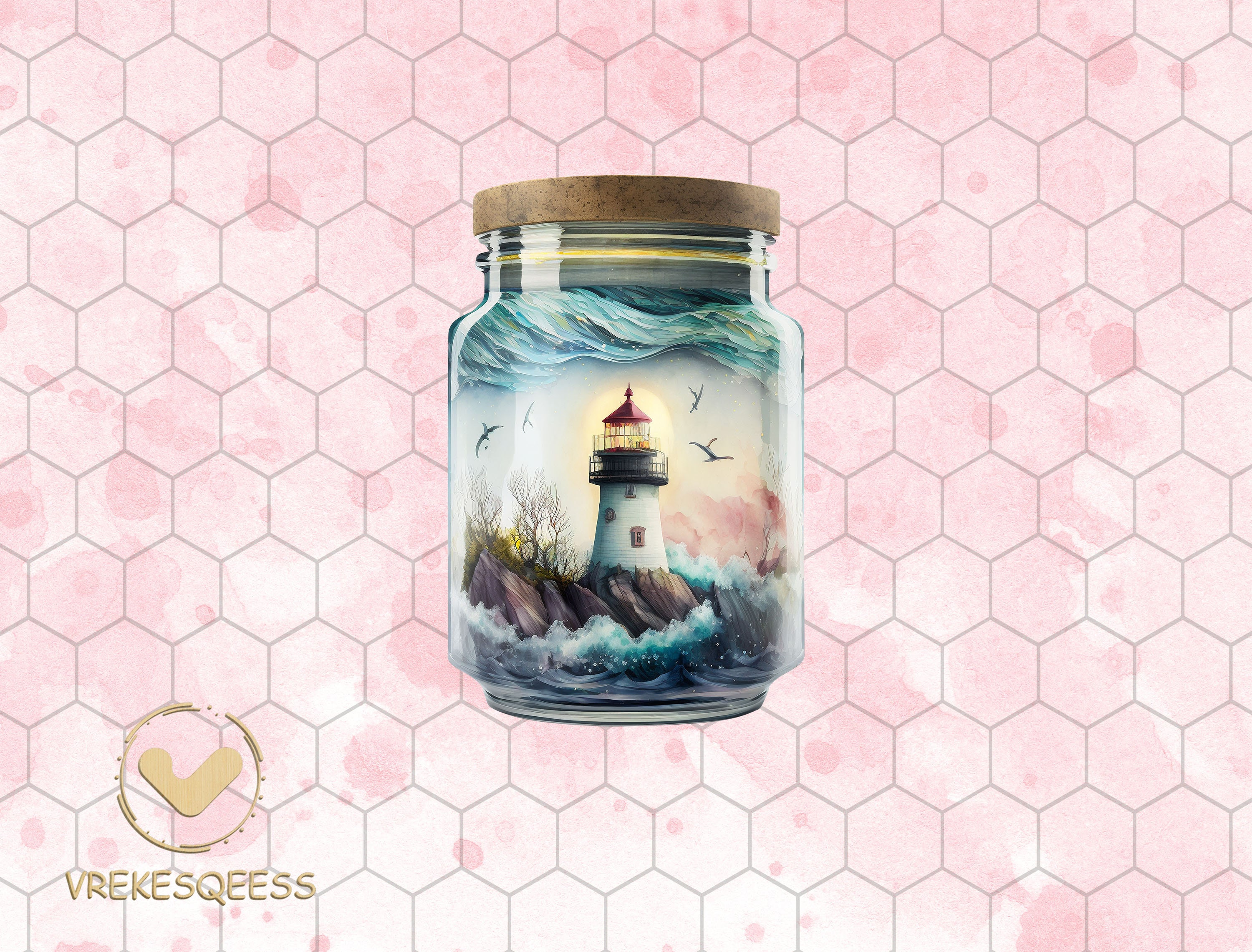 Watercolor Lighthouse Jars Clipart Magic Fantasy PNG - Etsy