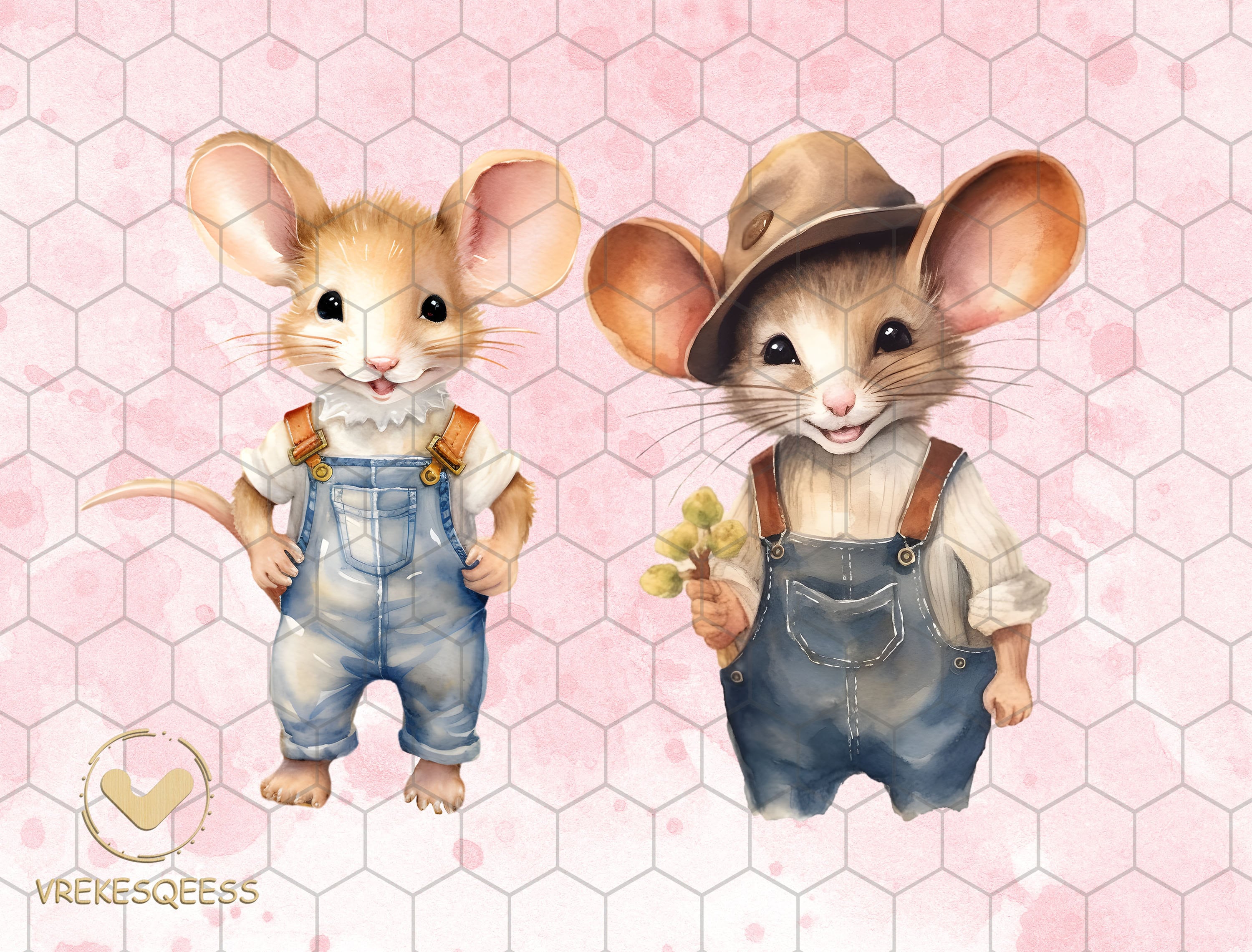 Watercolor Vintage Farm Mice Clipart Farm Mouse PNG Vintage - Etsy
