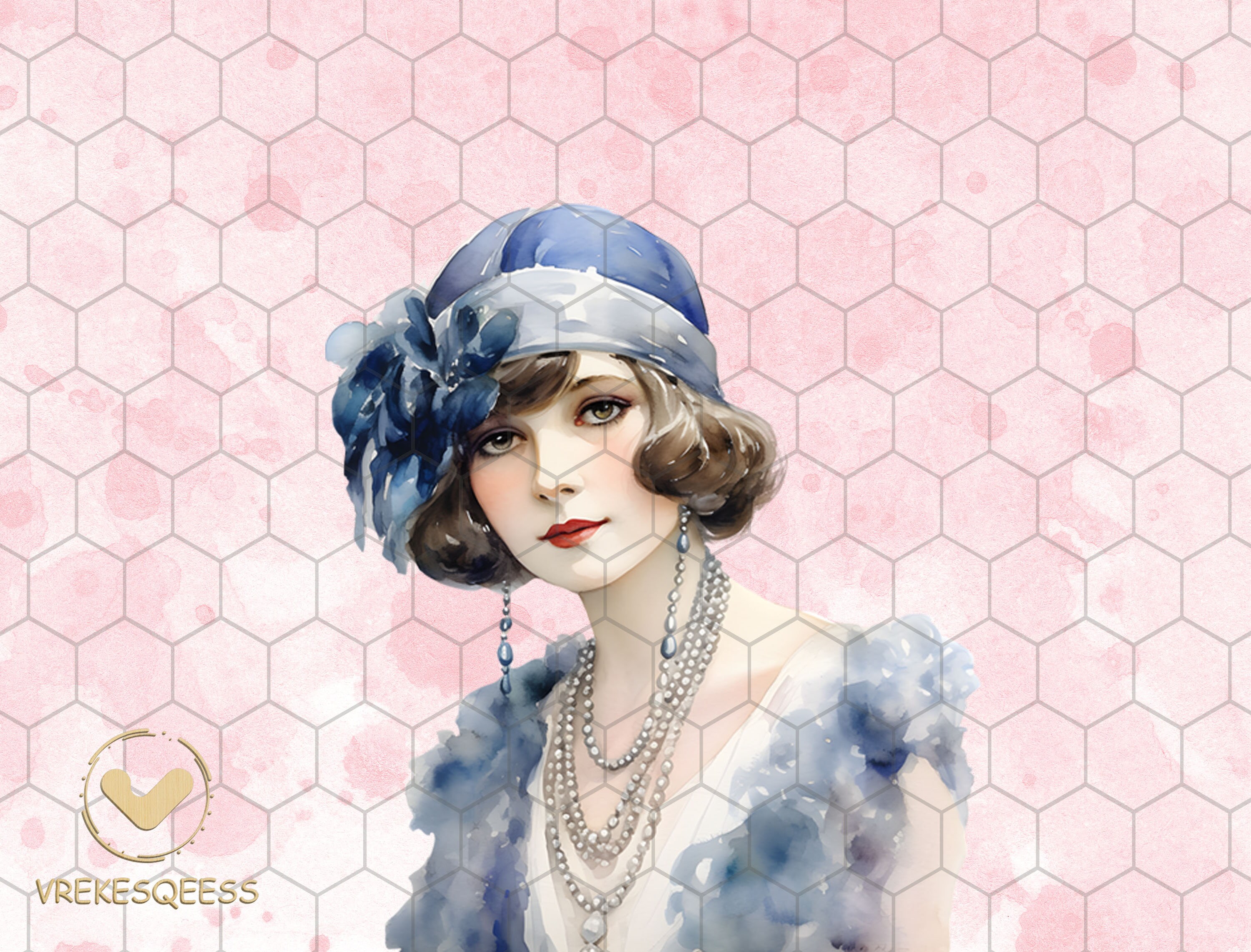 Watercolor Vintage Flapper Girl Clipart 1920s PNG 1920s - Etsy