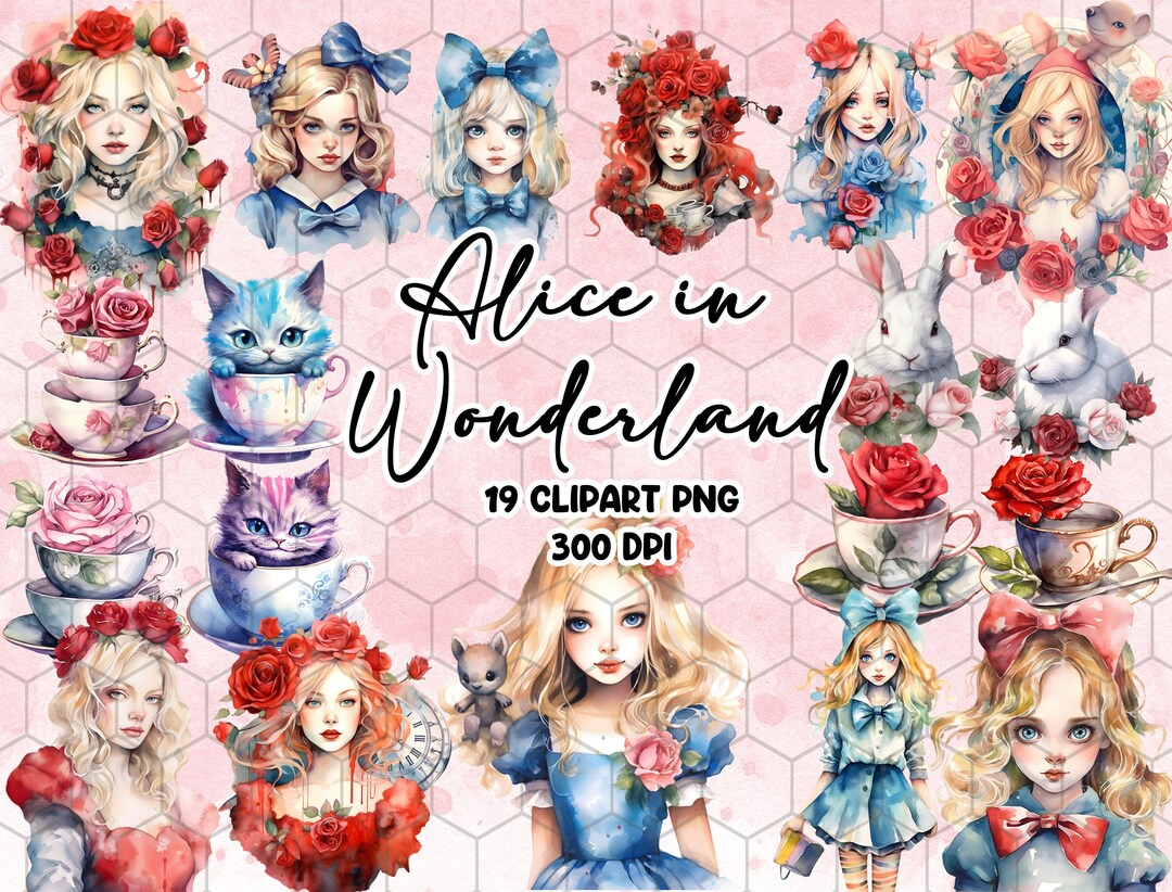 Aquarell Alice im Wunderland Clipart Märchen PNG Alice - Etsy.de