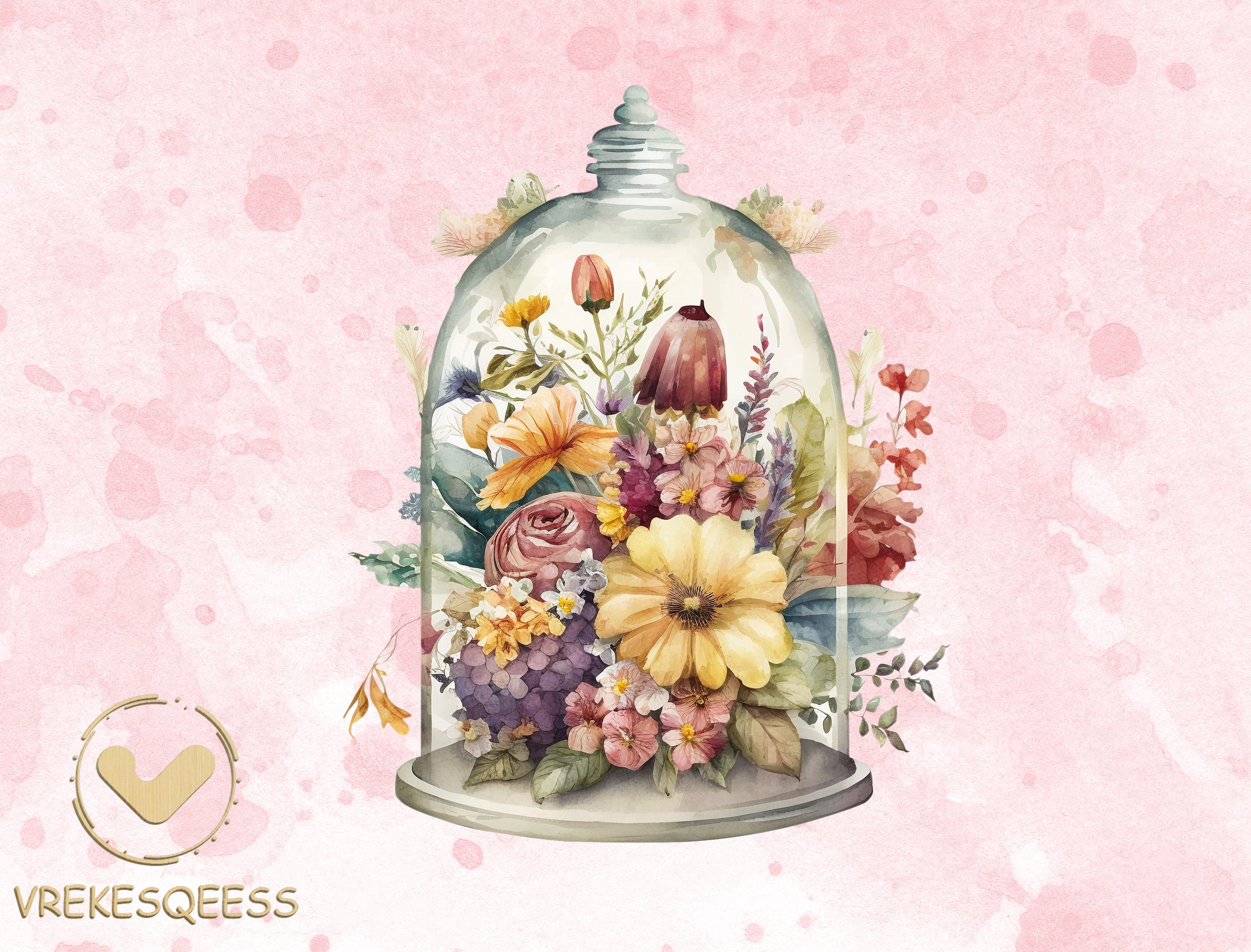 Watercolor Floral Bell Jar Clipart PNG floral Bell Jar - Etsy Australia