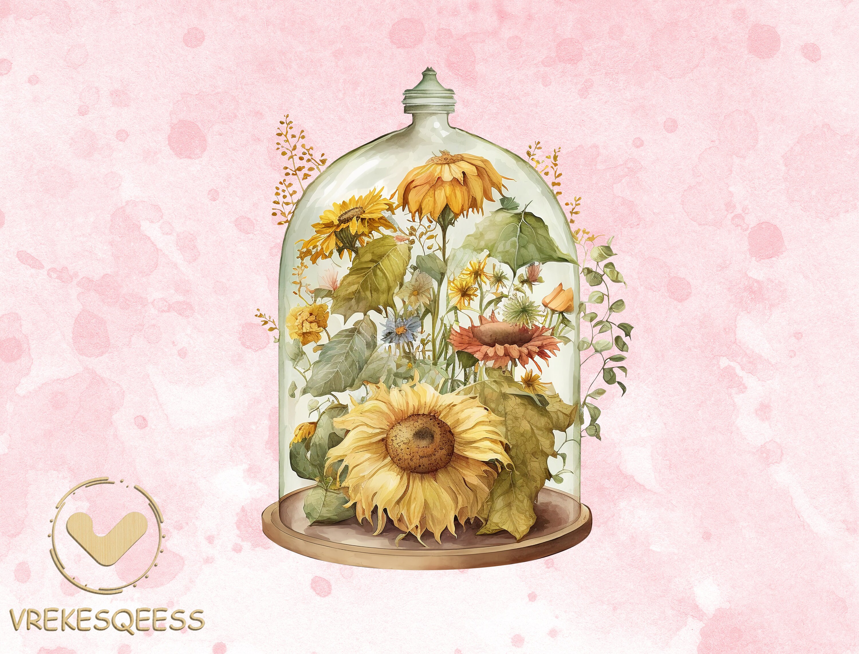 Watercolor Floral Bell Jar Clipart PNG floral Bell Jar - Etsy Australia