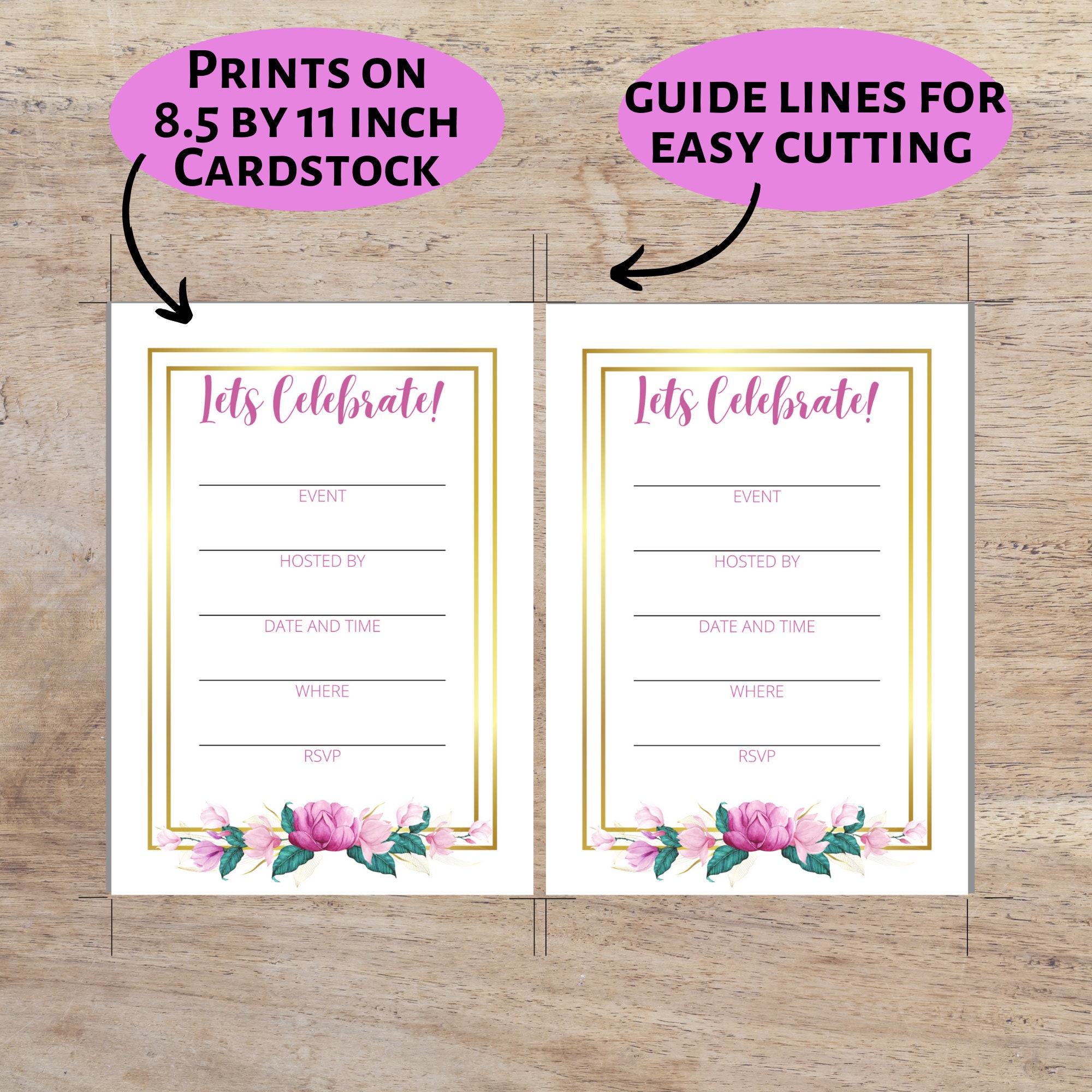 Printable Birthday Invitations + Instant Download PDF + Blank ...