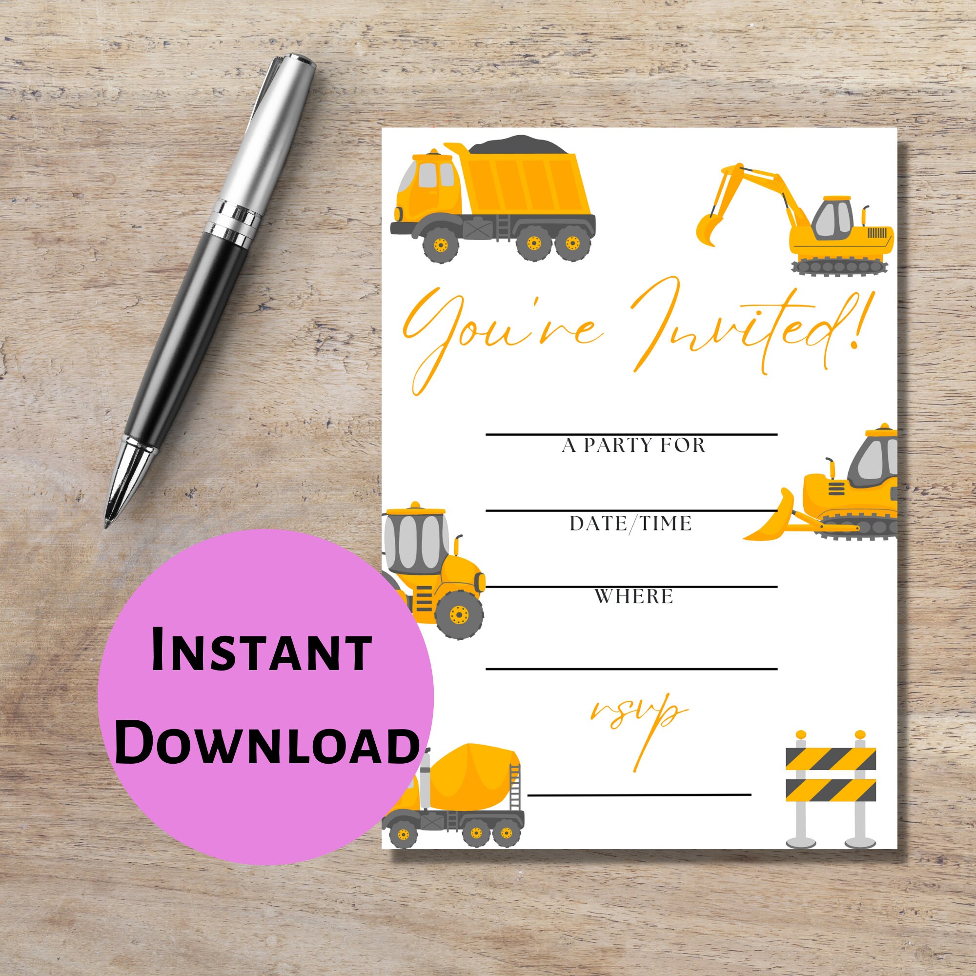 Blank Birthday Party Invitation, Digital Download, Digital PDF ...