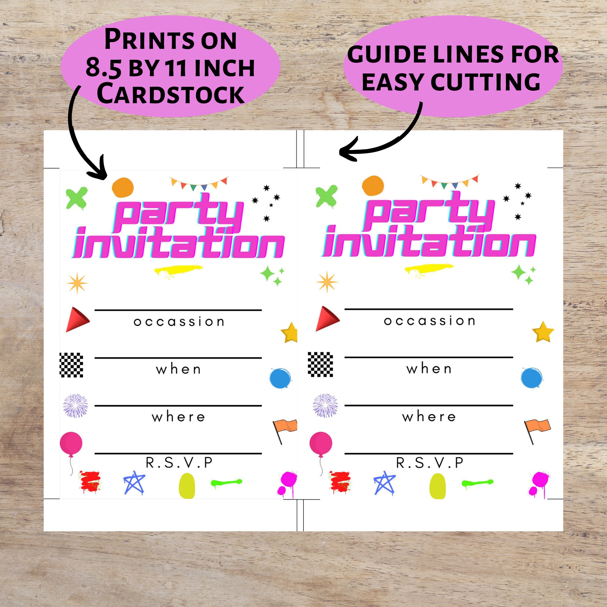 Party Invitation | Kids Party Invitation | Blank Party Invitation ...