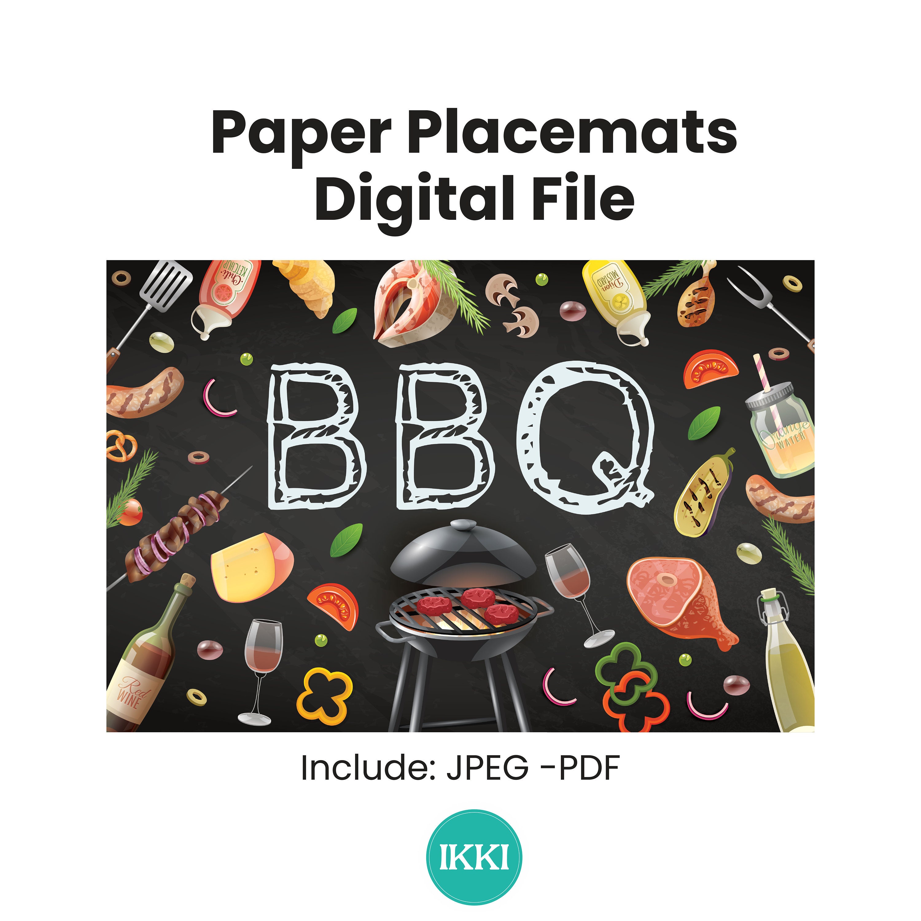 Paper Placemats, BBQ, Garden Decor, BBQ Birthday Details, Details for ...
