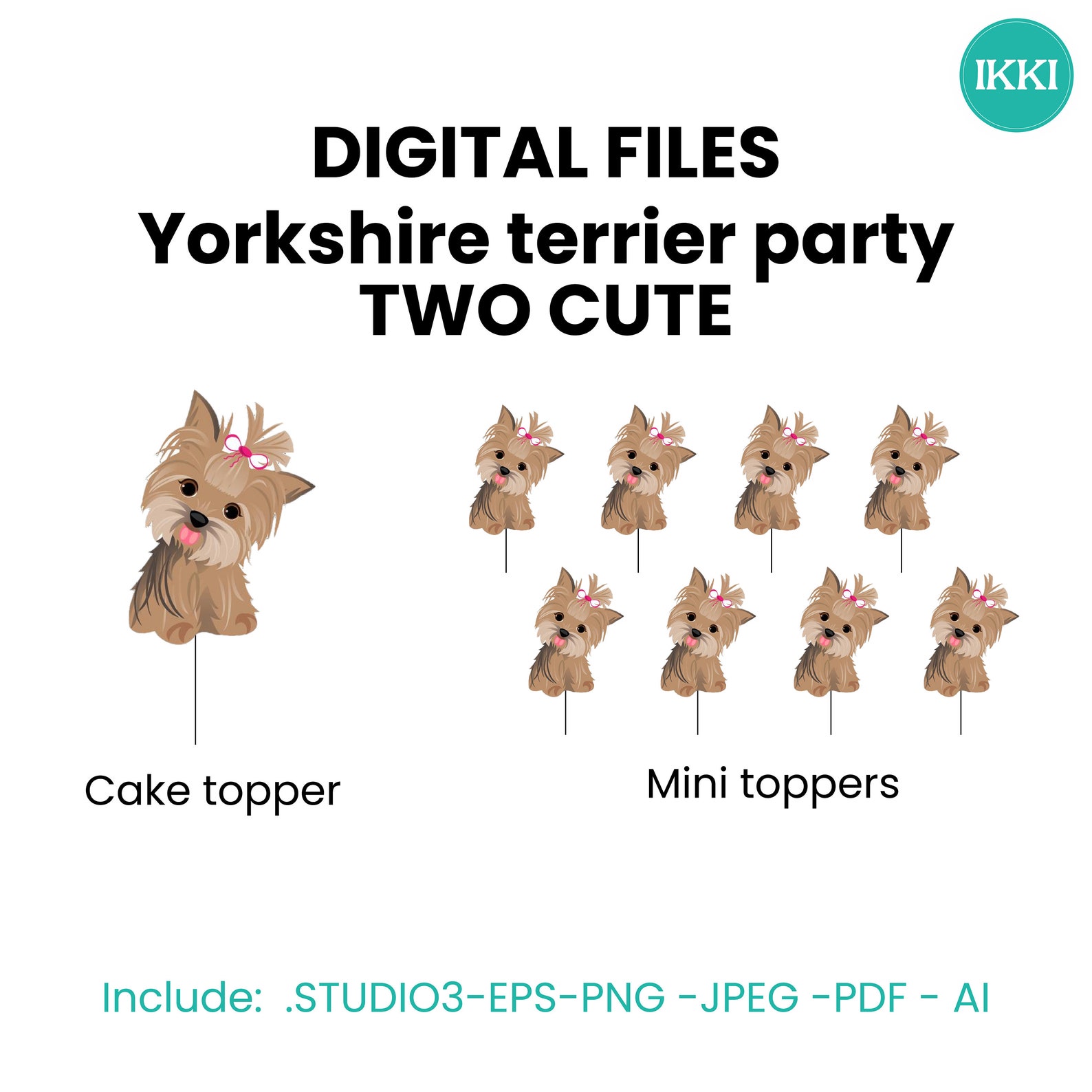 Yorkie Party Dog Birthday, Digital File, Custom Poster, Sticker, Cake ...
