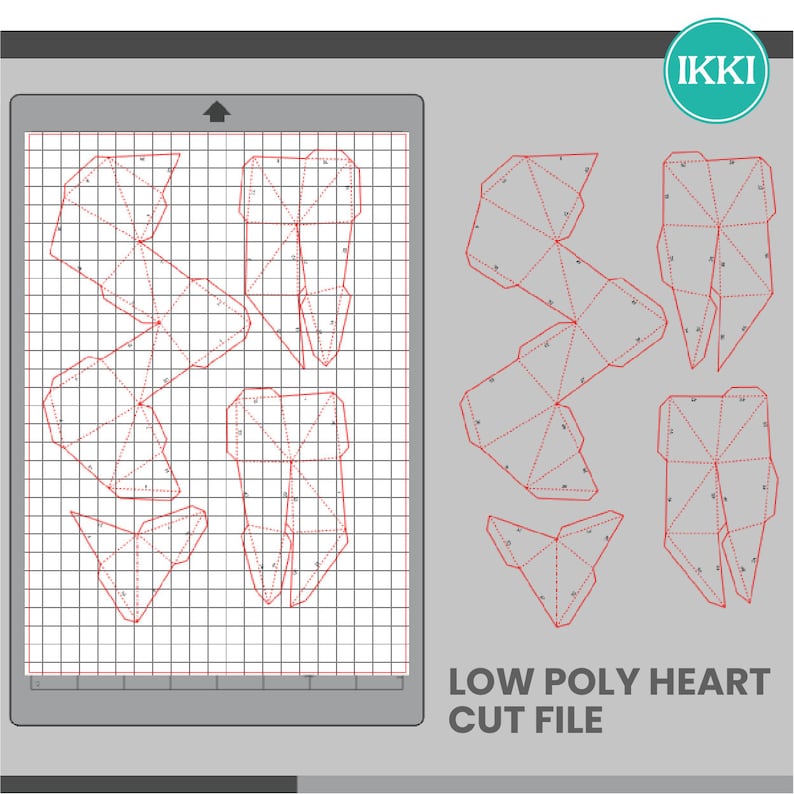 Low Poly Heart Papercraft, 3D Heart, Heart for Gift, Valentines Day ...