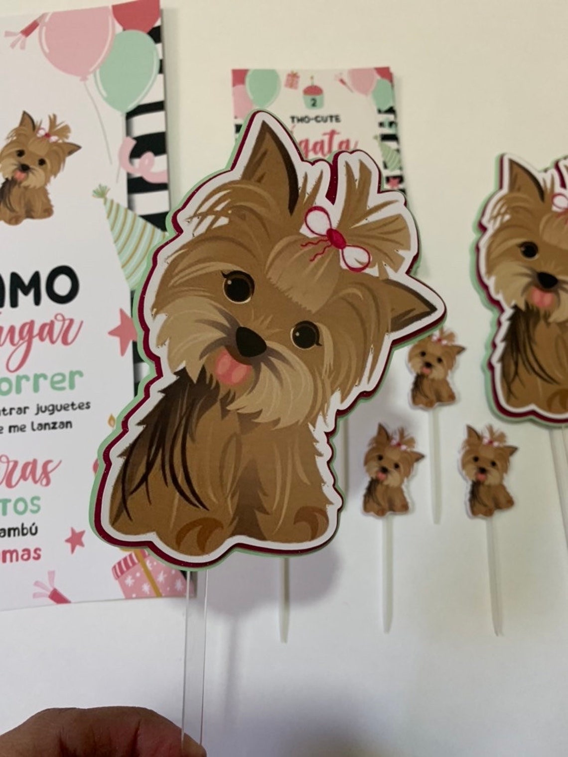 Yorkie Party Dog Birthday, Digital File, Custom Poster, Sticker, Cake ...
