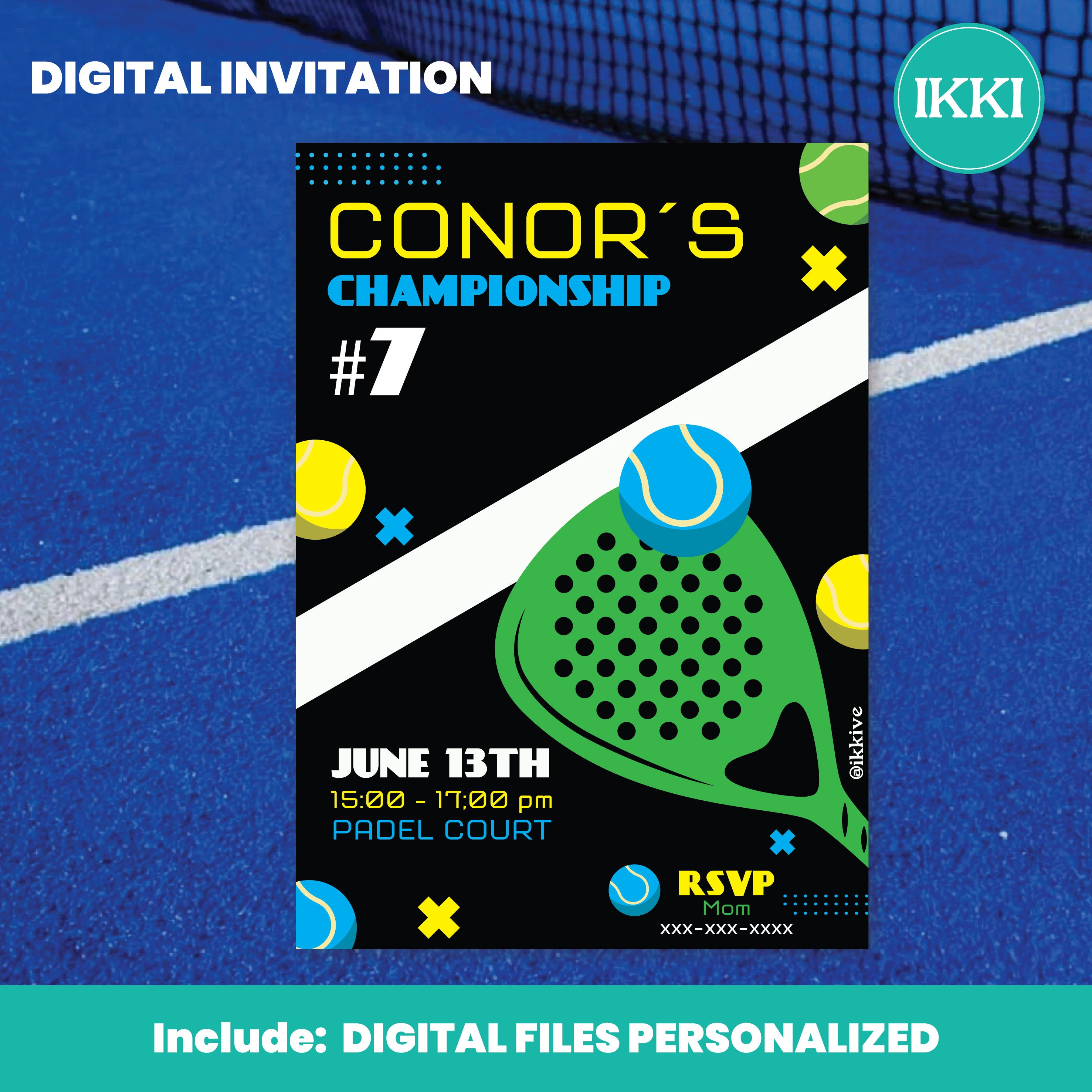 Padel Birthday Invitation, Kit Padel Party, Water Bottle Labels, Favor ...