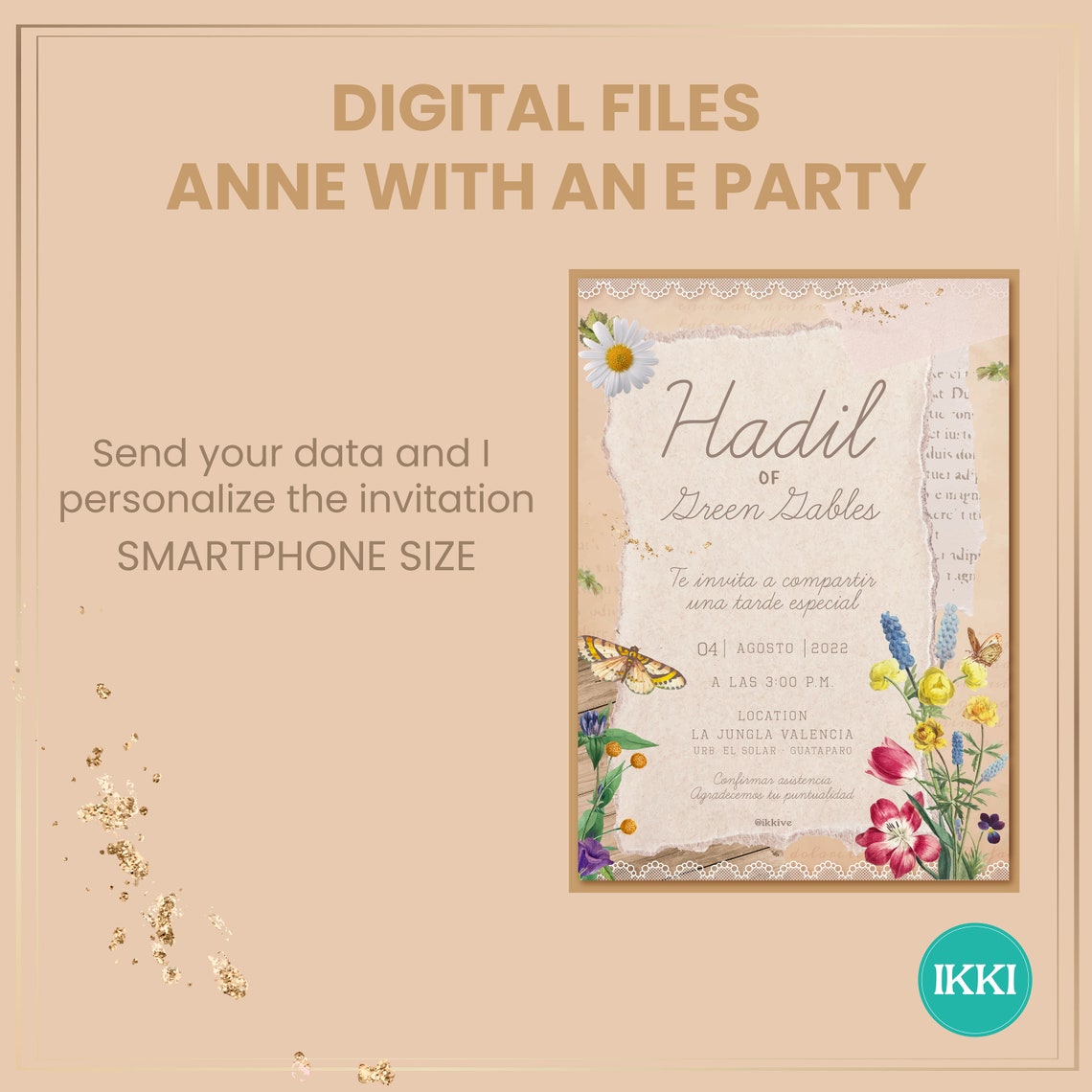 Digital Invitation Anne With an E Invitation Party, Anne of Green ...
