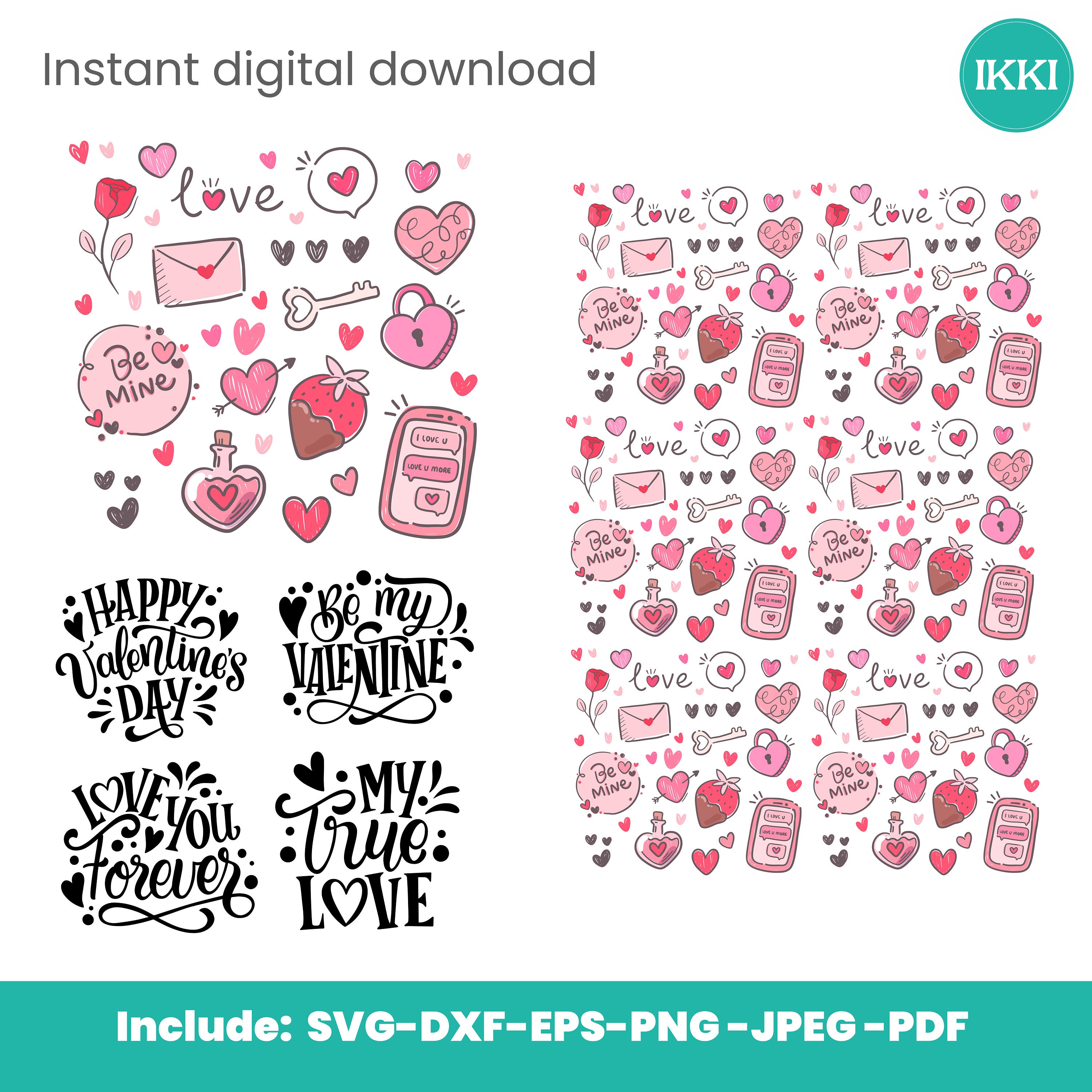 Valentine Digital Cut Files, Valentine Svg Bundle, Placemat Valentines ...