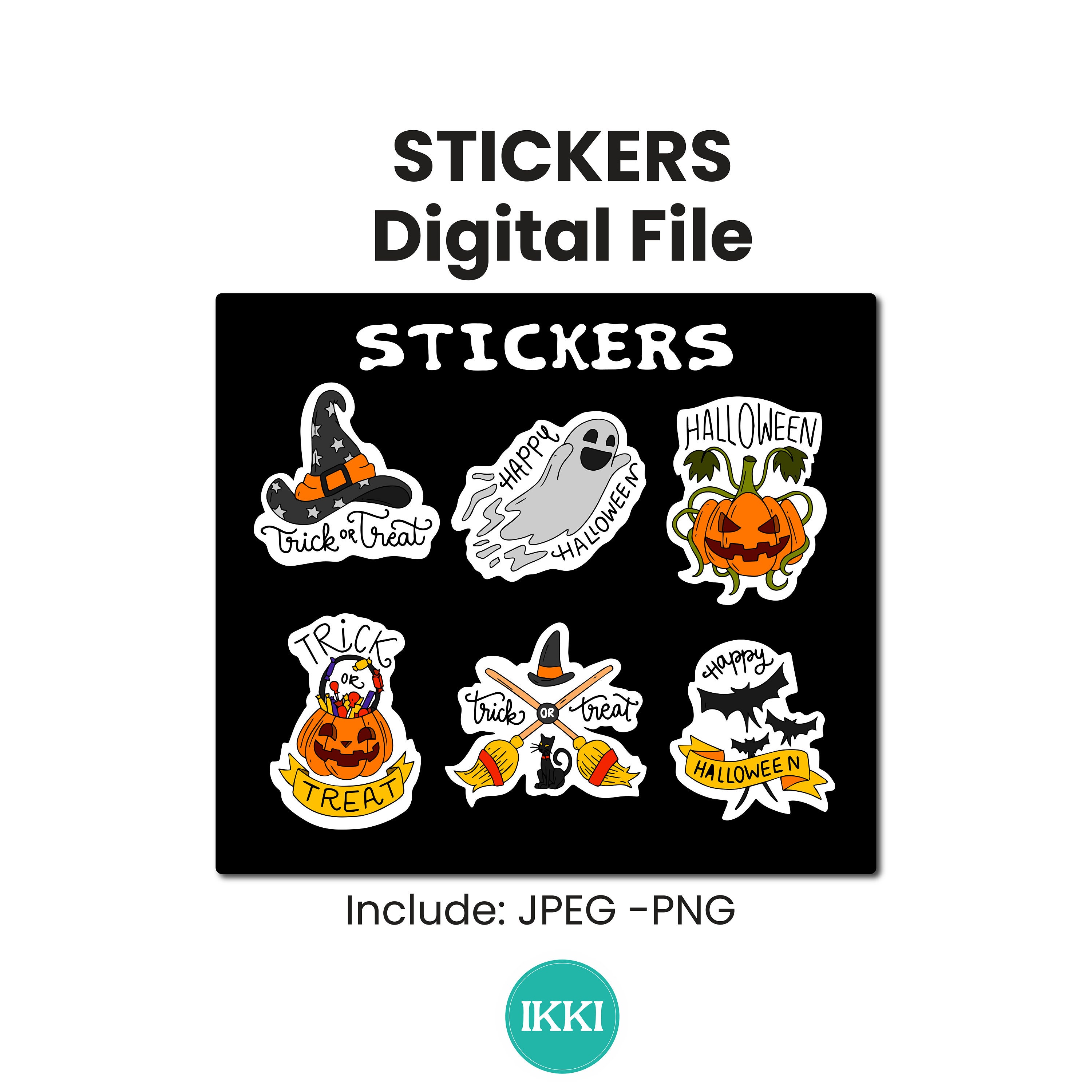 Halloween Digital Stickers, Clipart, Jpg, Png, Trick or Treat, Happy ...