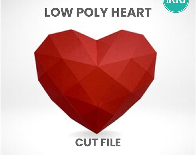 Low Poly Heart Papercraft, 3D Heart, Heart for Gift, Valentines Day ...