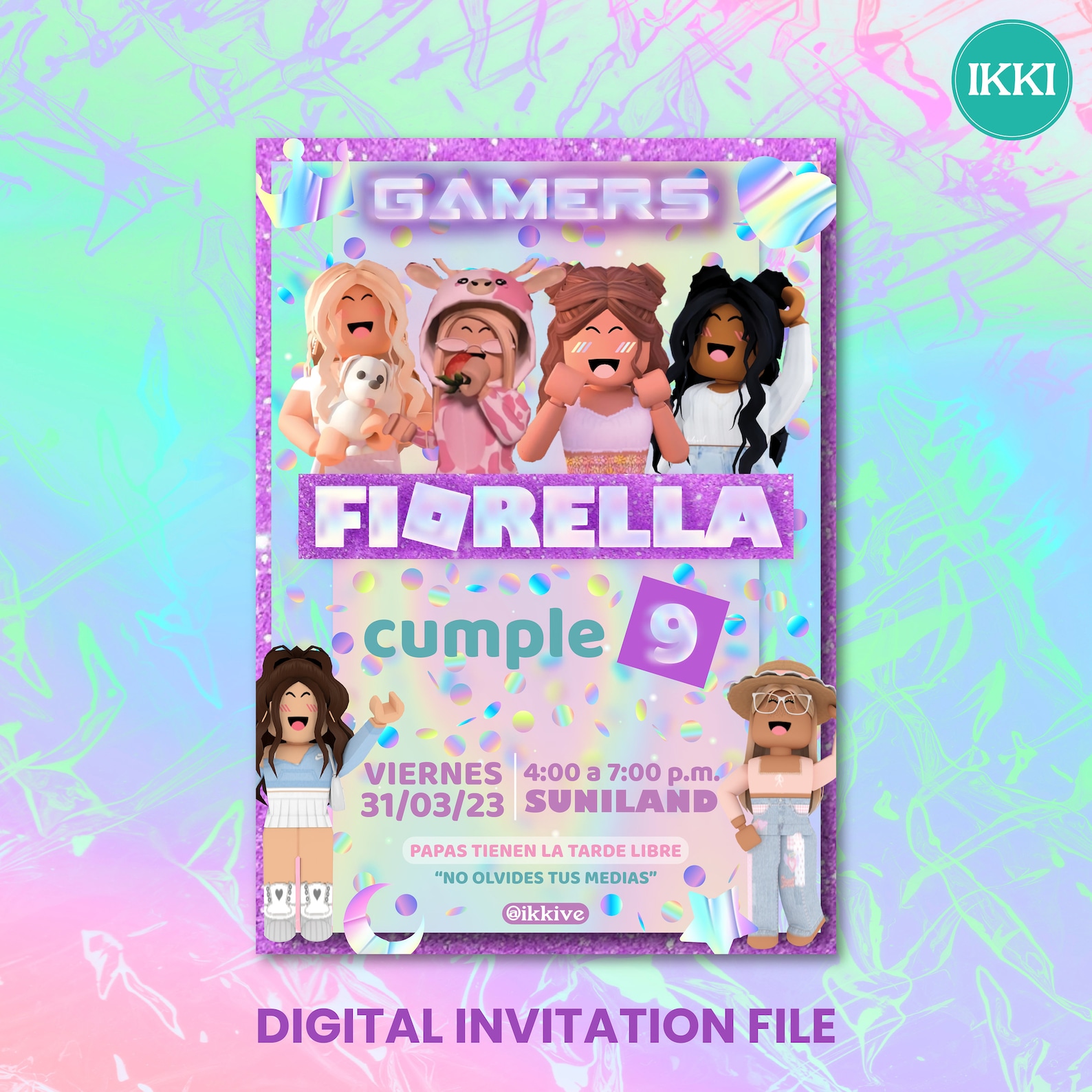 Roblox Invitation, Roblox Invite, Game Party, Roblox Girls Birthday ...
