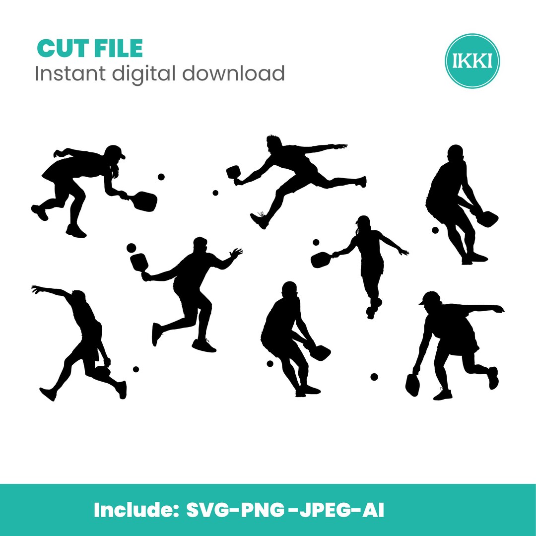 Pickleball Silhouette, Pickleball Players, Cutting Files, Pickleball ...