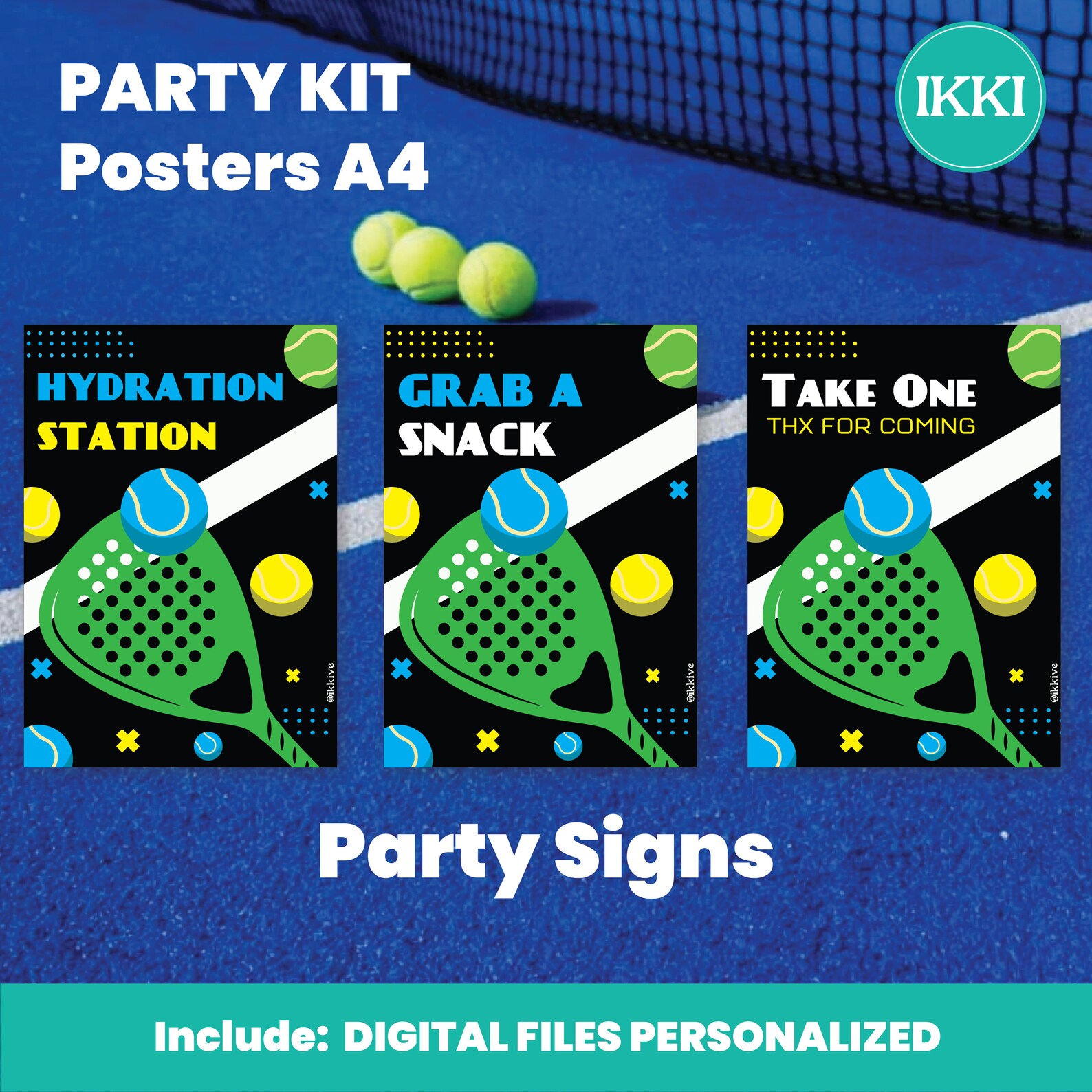 Padel Birthday Invitation, Kit Padel Party, Water Bottle Labels, Favor ...