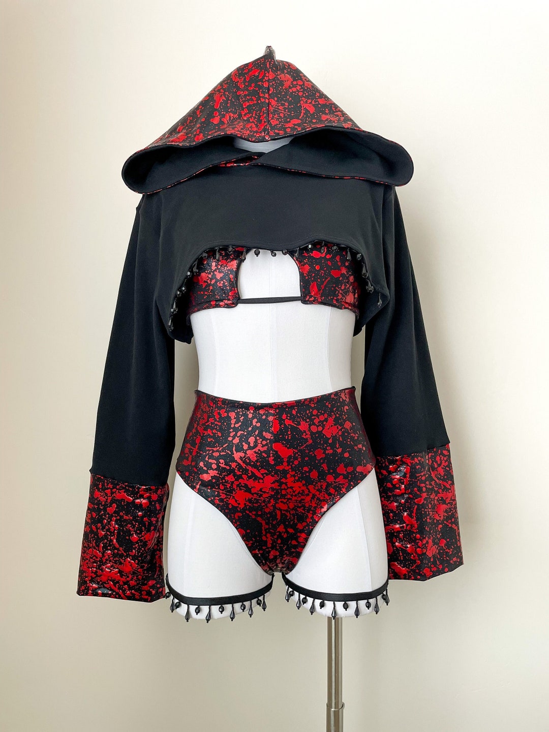 Blood Splatter Rave Top and Rave Bottom / Festival Outfit / Rave Outfit ...