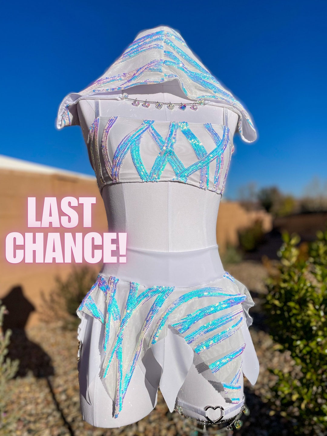 White Sequin Top and Pixie Skirt Set / Festival Outfit / Rave Outfit ...