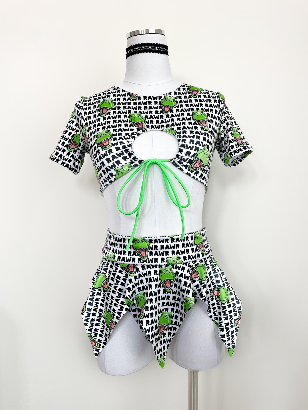 Rawr Dinosaur T Shirt Top and Bottom Set/ Festival Outfit / Rave Outfit ...