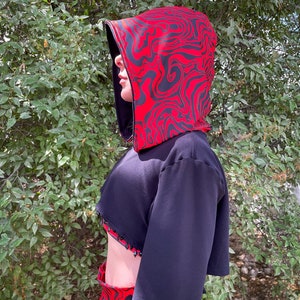 Red and Black Trippy Pixie / Trippy Asymmetrical Top and Skirt Set ...