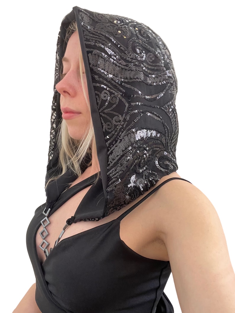 Black Sequin Unisex Rave Hood/ Festival Outfit / Hood - Etsy