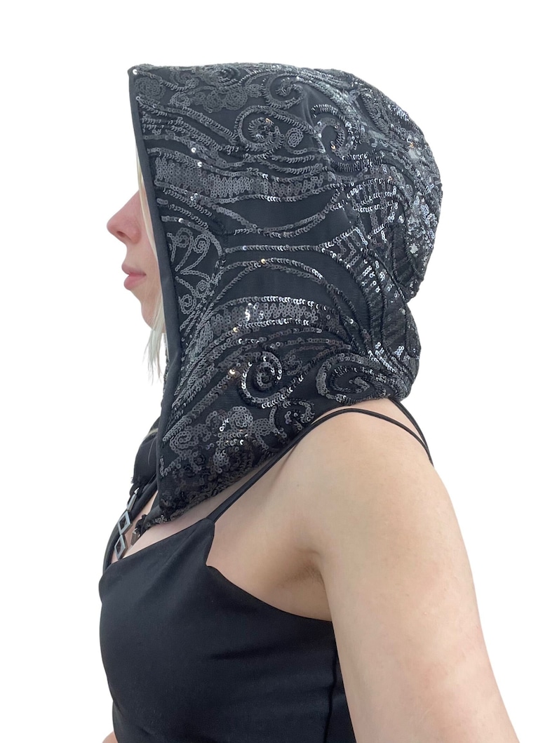 Black Sequin Unisex Rave Hood/ Festival Outfit / Hood - Etsy