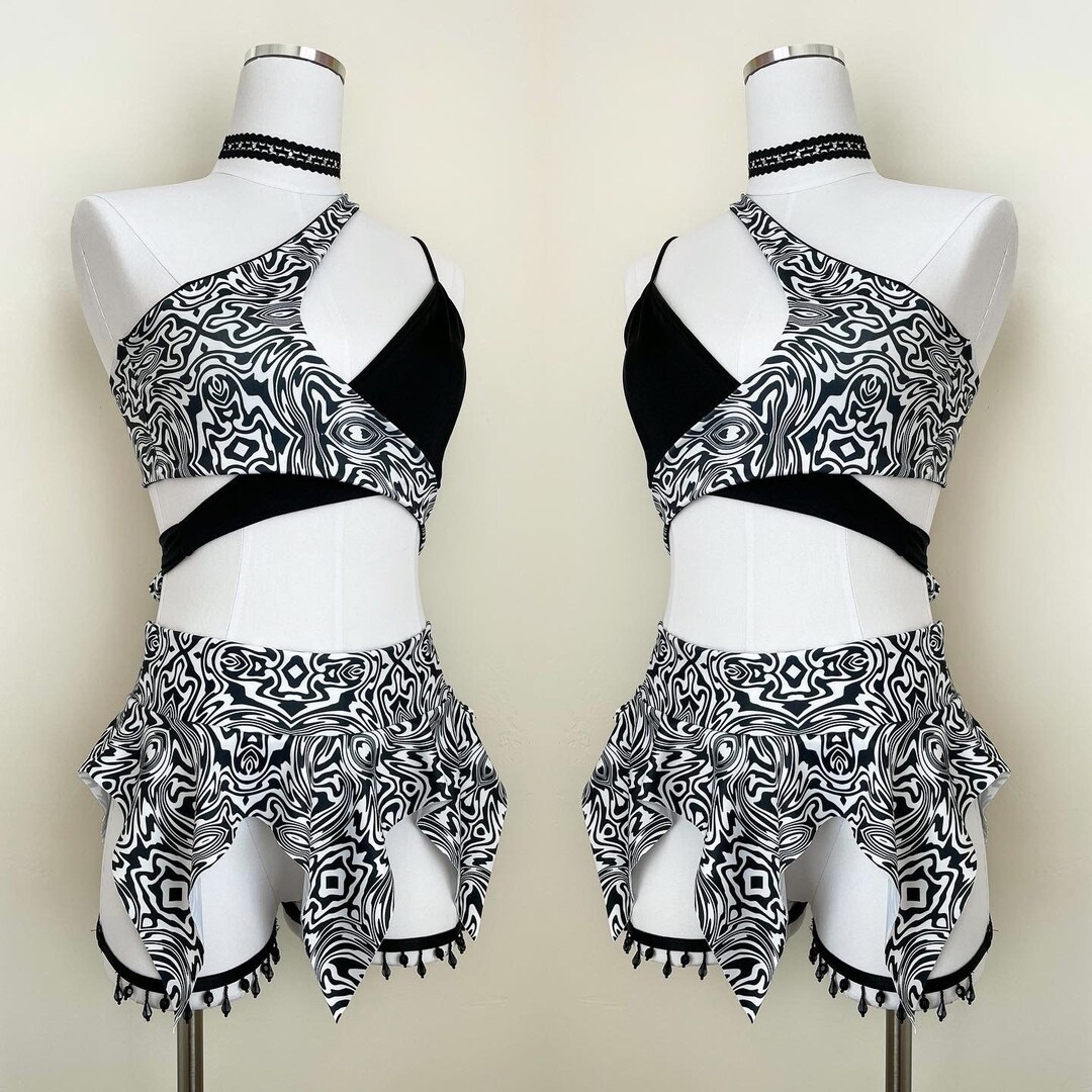 Trippy Pixie / Trippy Asymmetrical Top and Trippy Skirt Set/ Festival ...