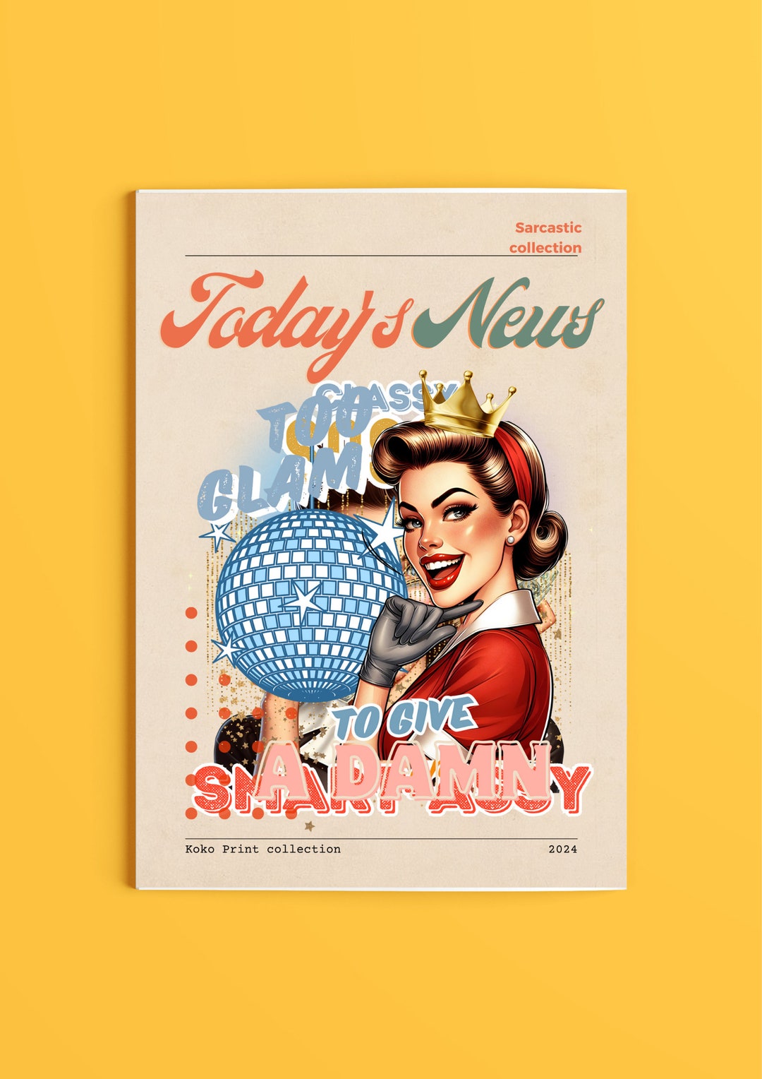 Sassy Pin-up Cartoon Poster Sarcastic Quote Wall Art Retro Pin-up Girl ...