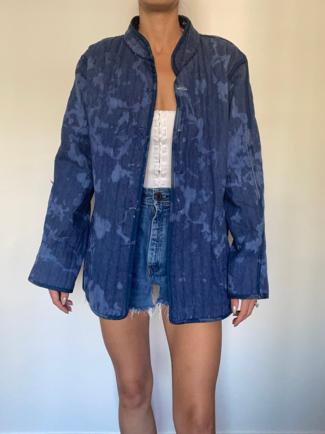 Marble Shibori Bleach Quilted Jacket - Etsy