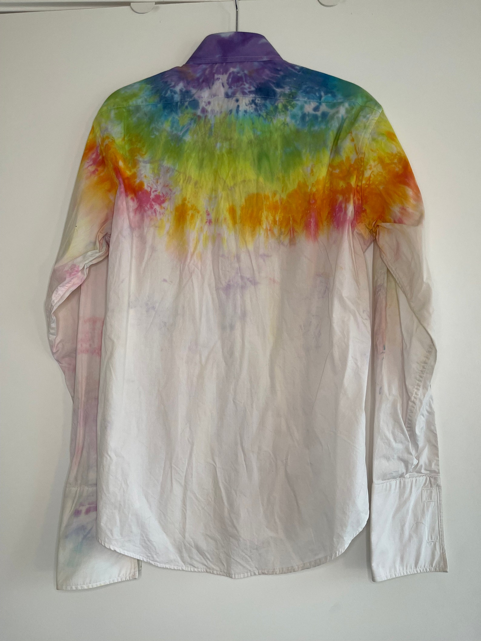 Rainbow Half Tie Dye Tuxedo Shirt (bill Blass) - Etsy