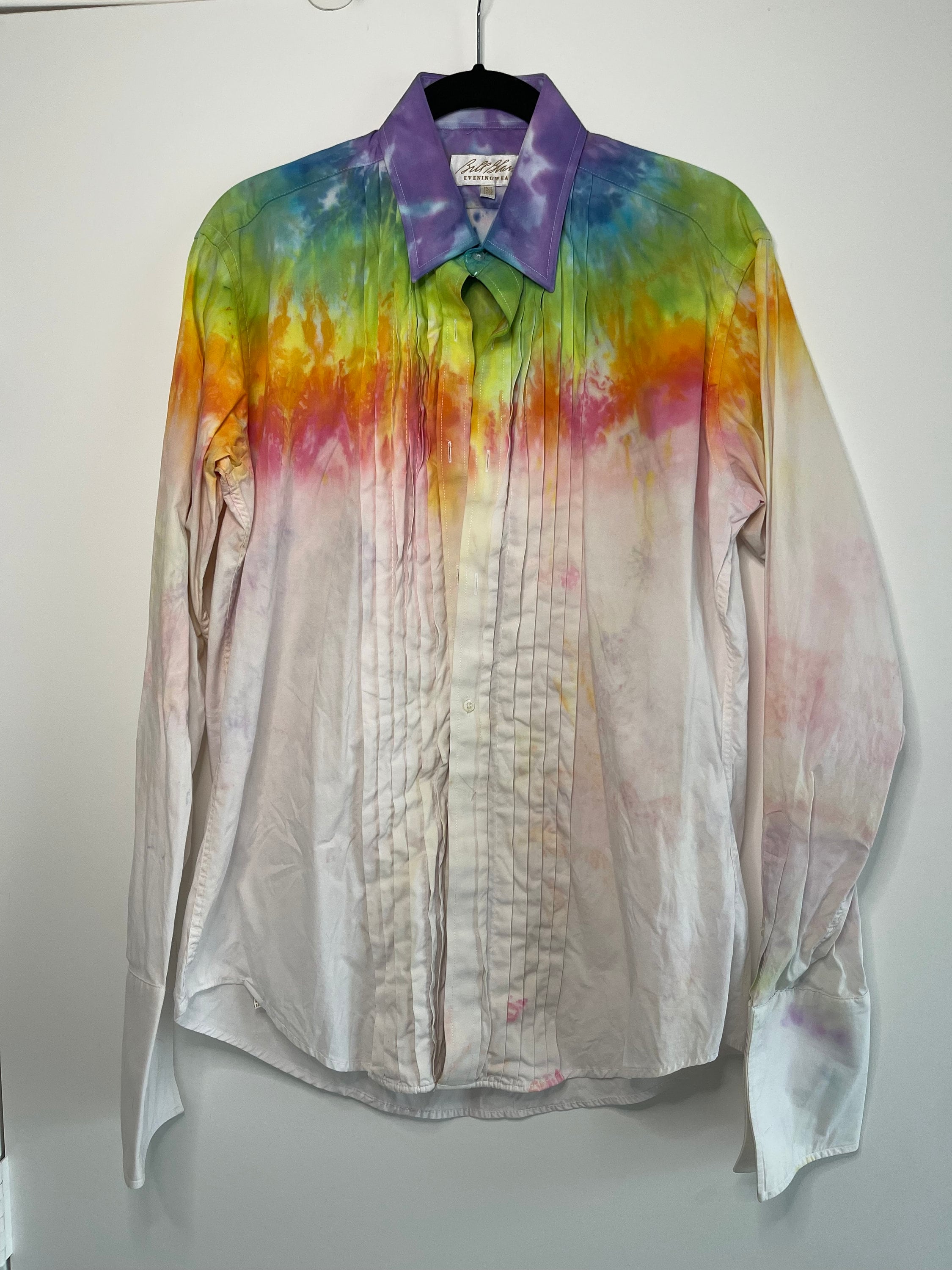 Rainbow Half Tie Dye Tuxedo Shirt (bill Blass) - Etsy