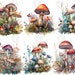 Mushroom Magic Watercolor Clipart - Cute Forest Toadstool Clip Art PNG ...
