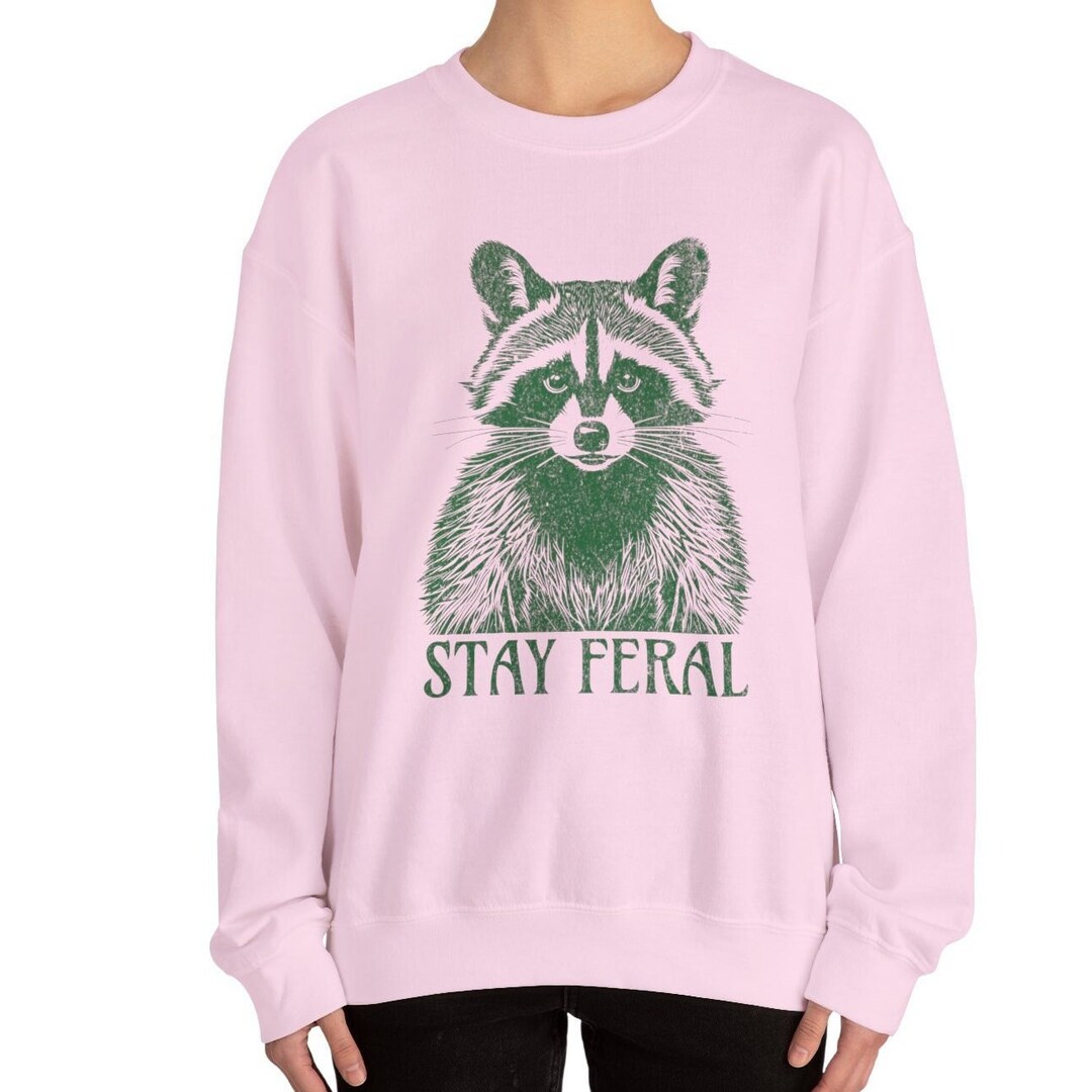Stay Feral Sweatshirt,raccoon Crewneck Gift for Aunt Jumper for Woman ...