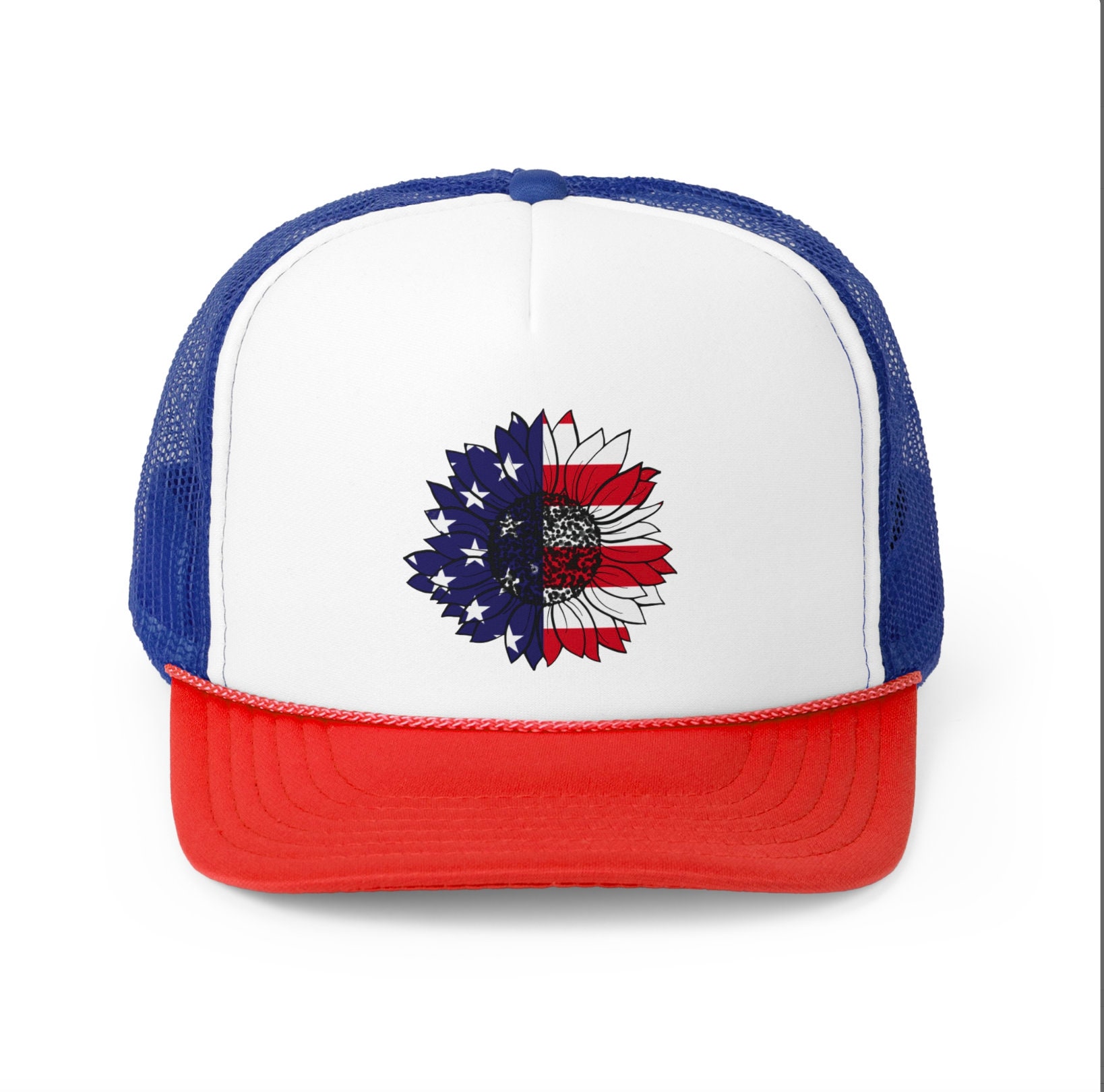 Sunflower Flag Trucker Cap, 4th of July Mesh Cap, Independence Day Cap ...