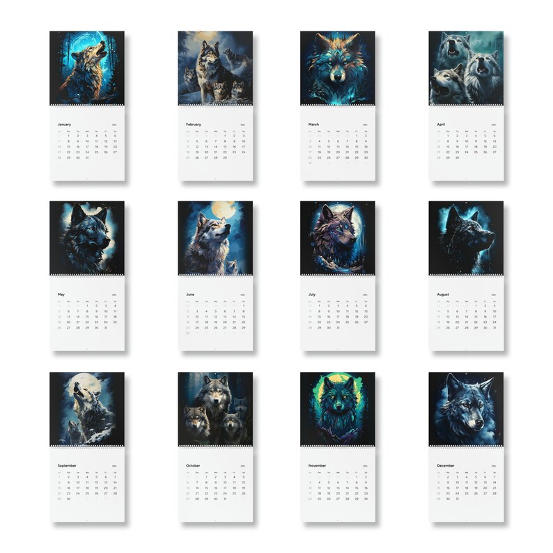 Wolf Wall Calendar 2024, Wolves Calendar, Gift for Therian - Etsy UK