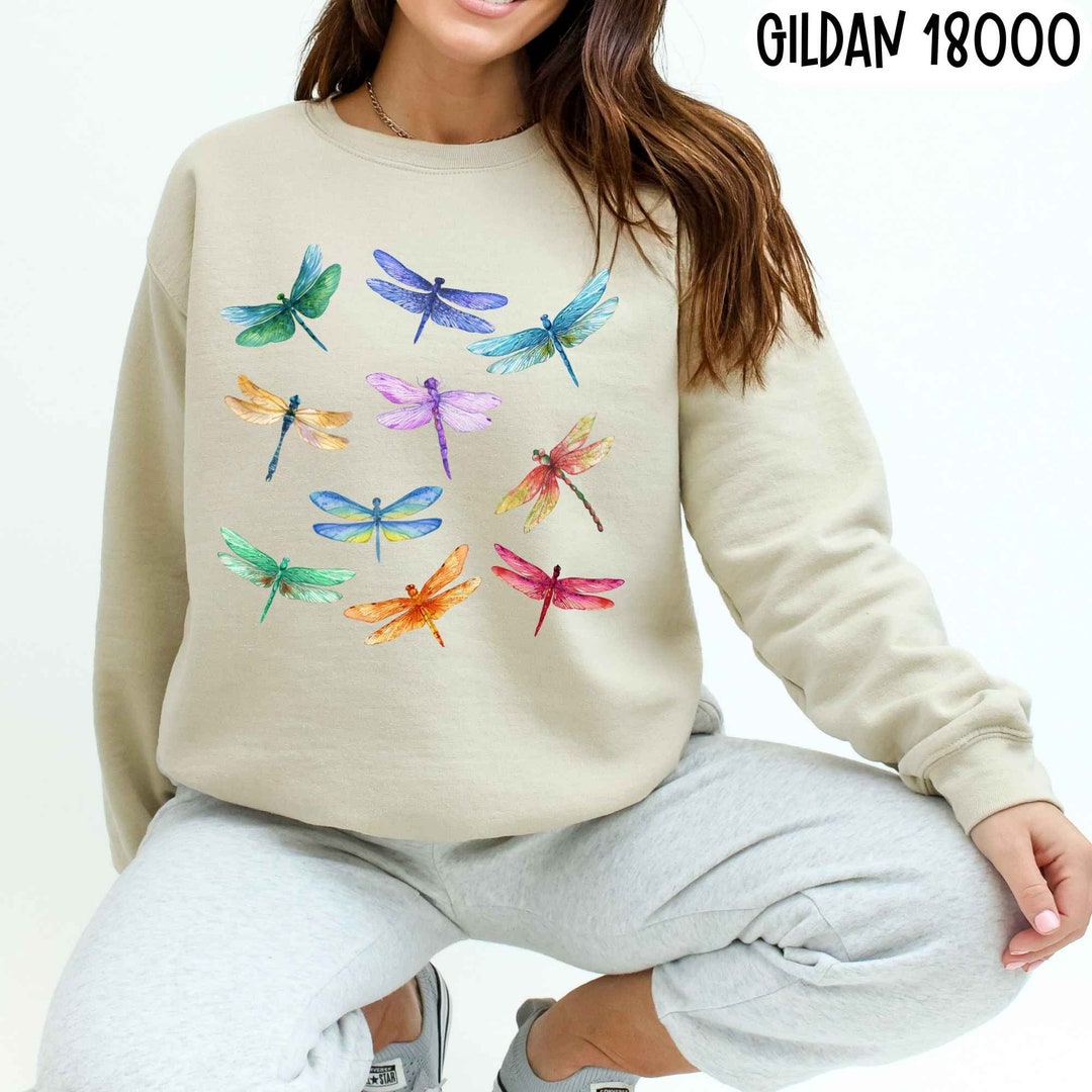 Dragonflies Sweatshirt Watercolor Dragonfly Crewneck Insect Lover Gift ...