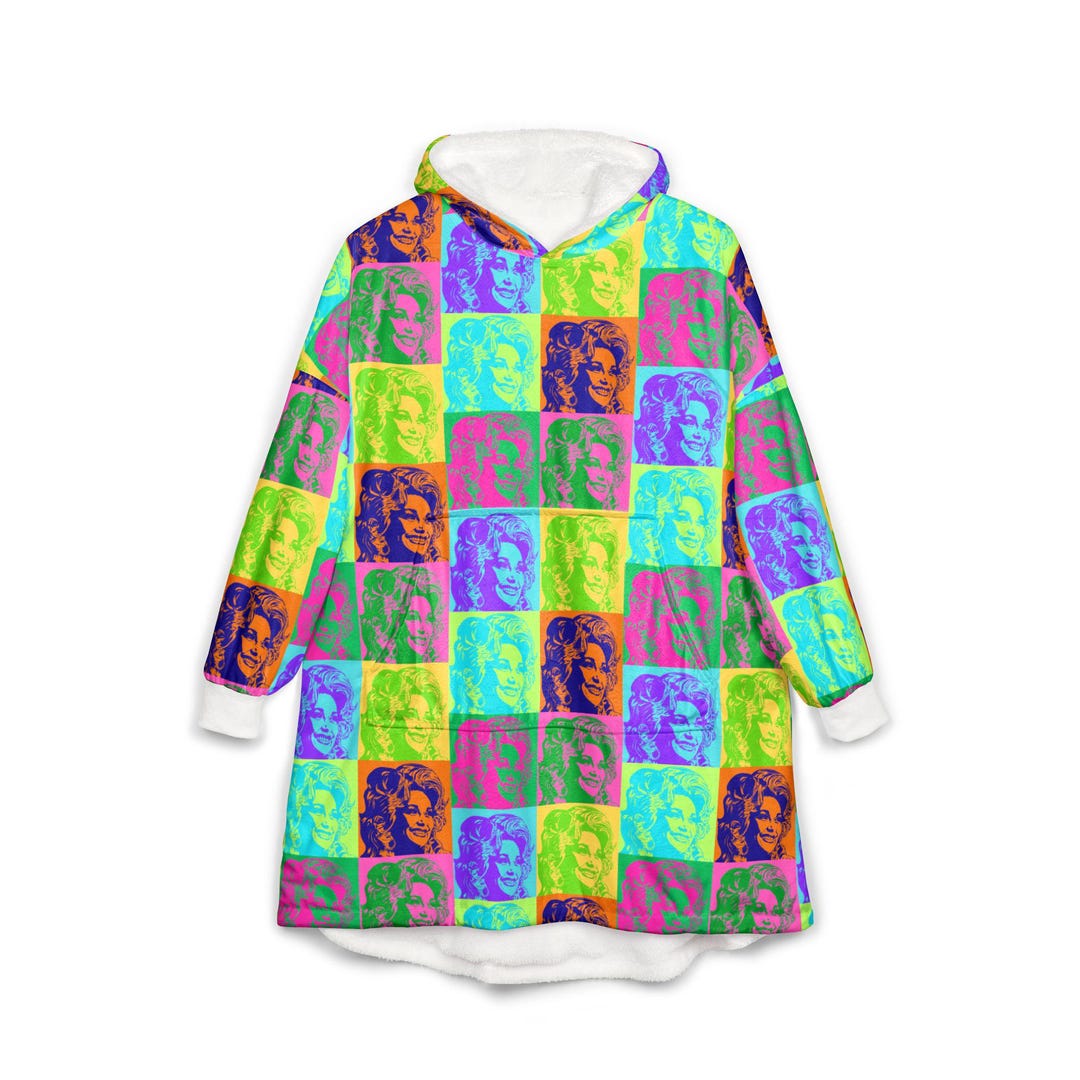 Dolly Parton Pop Art Pattern Hooded Blanket | Colorful Retro Celebrity ...