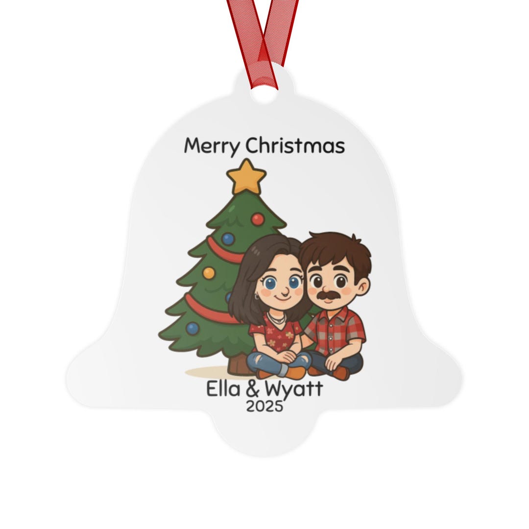 Chibi Couple Ornament Cartoon Portrait Custom Our 1st Christmas ...