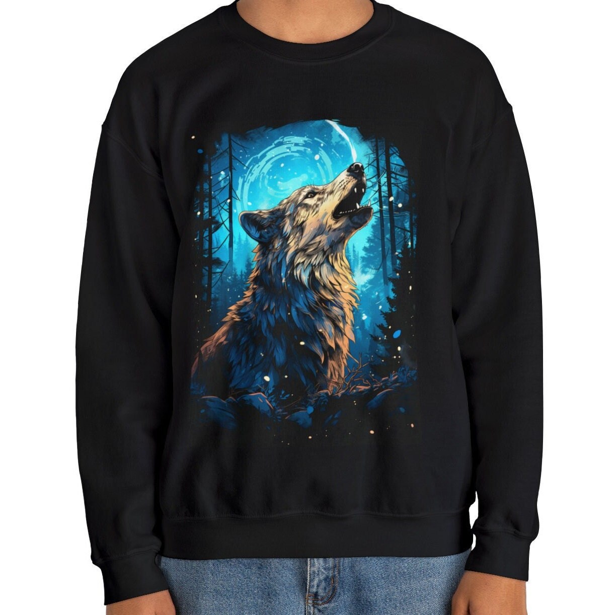 Wolf Crewneck, Howling Wolf Jumper, Gift for Therian,spirit Animal Gift ...