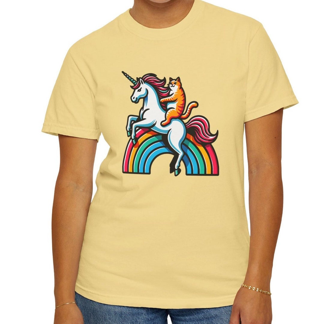 Cat Riding Unicorn Shirt Rainbow Magical Tee Tacky Shirt Roulette Game ...
