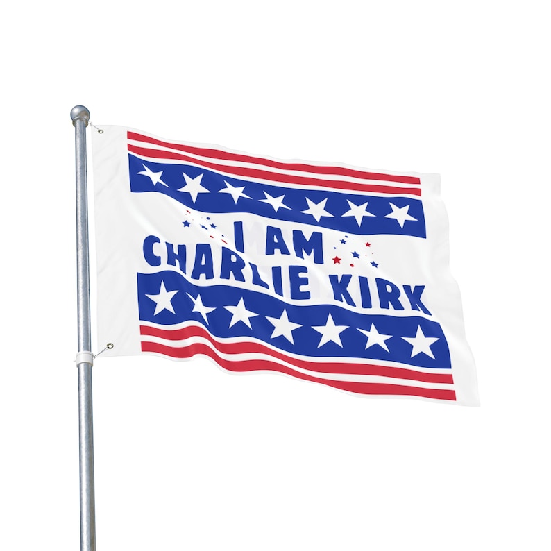 Bandera "Soy Charlie Kirk", frase de Charlie Kirk, bandera patriótica ...
