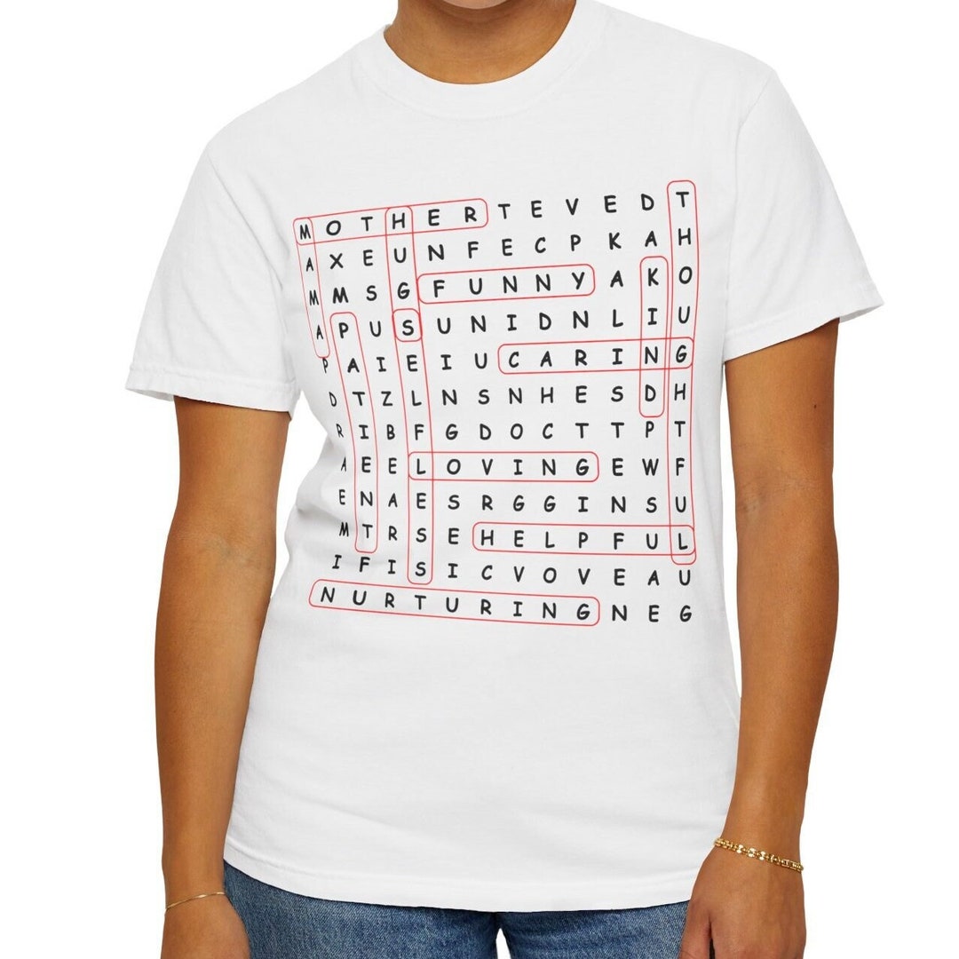Custom Word Search Comfort Colors Tee, Personalized Puzzle Tee, Customized Gift for Girlfriend ...