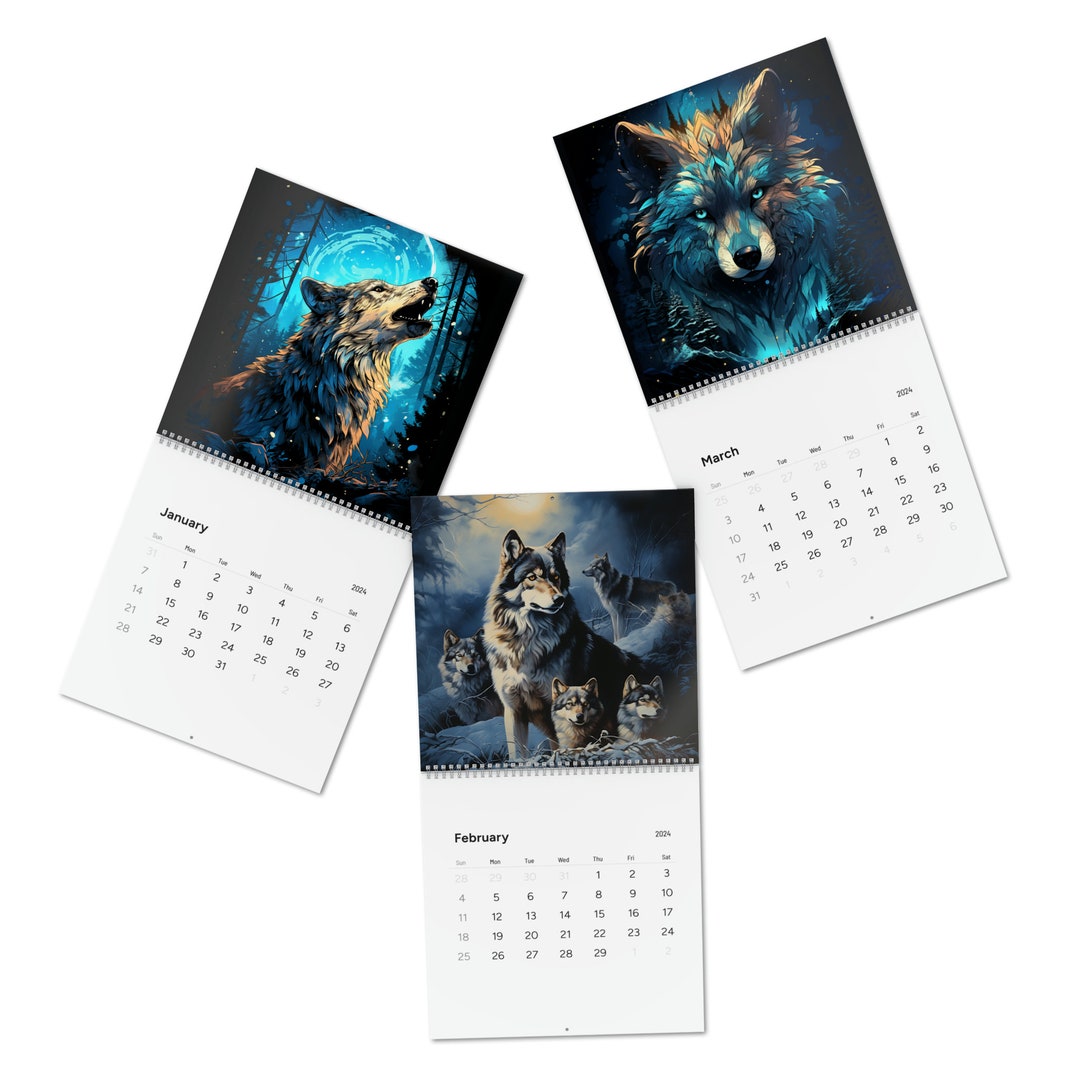 Wolf Wall Calendar 2024, Wolves Calendar, Gift for Therian - Etsy UK