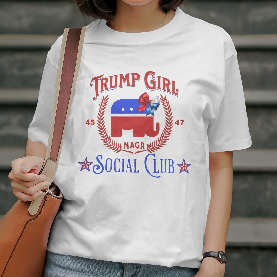 Trump Girl Social Club Tee MAGA Shirt for Republican Coquette Red White ...