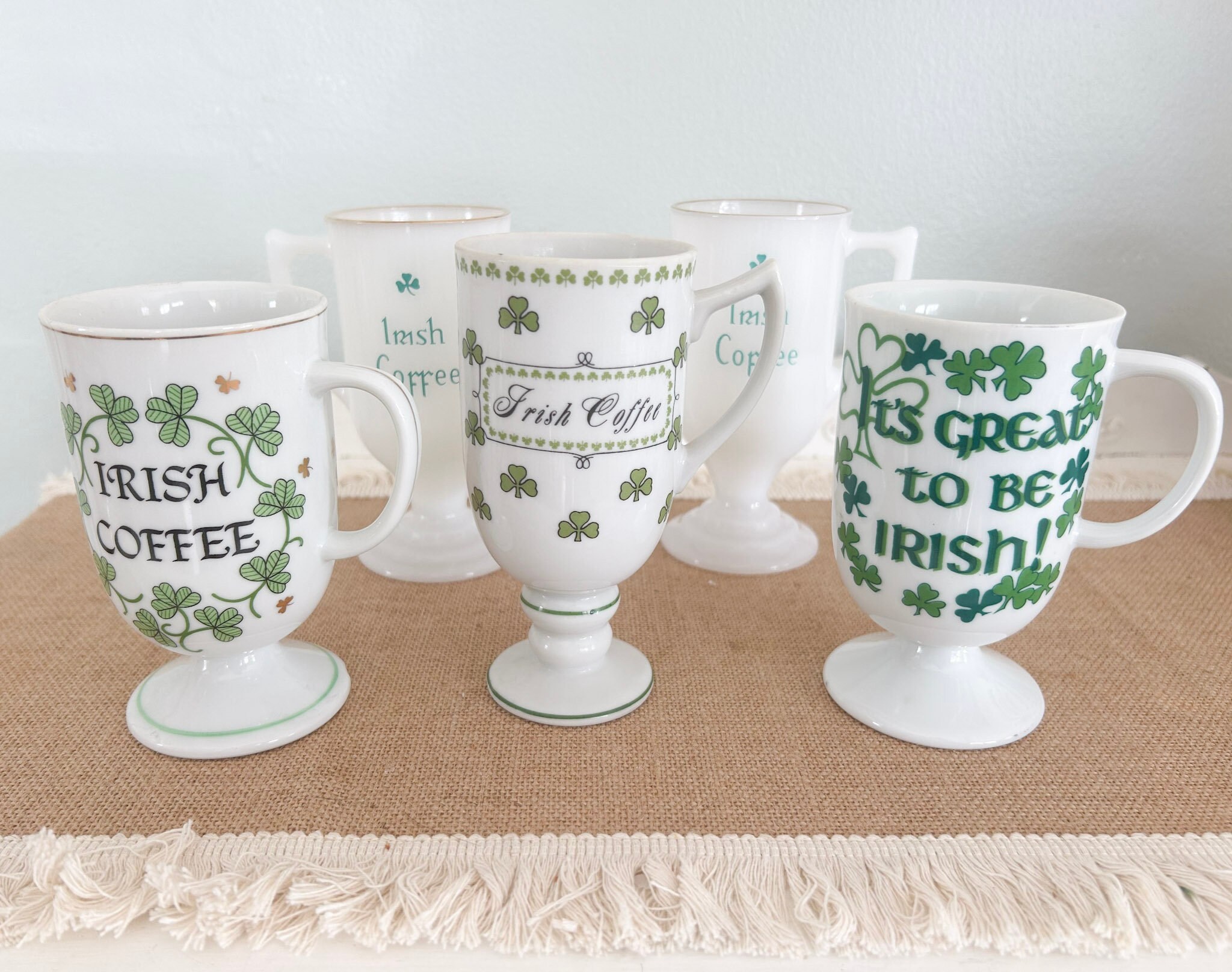 Your Choice Vintage Irish Coffee Pedestal Mugs, Shamrock Mug, Irishman ...