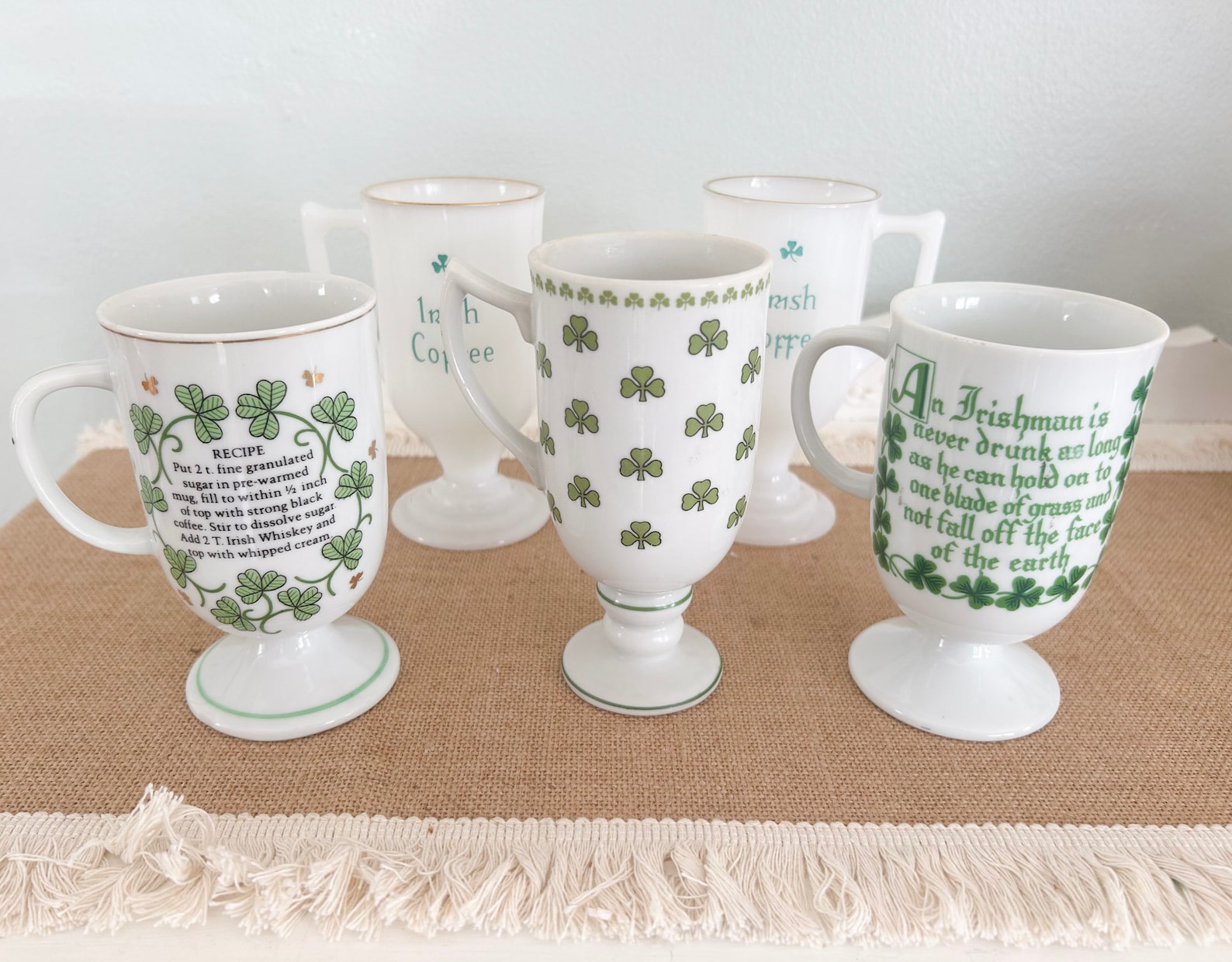 Your Choice Vintage Irish Coffee Pedestal Mugs, Shamrock Mug, Irishman ...